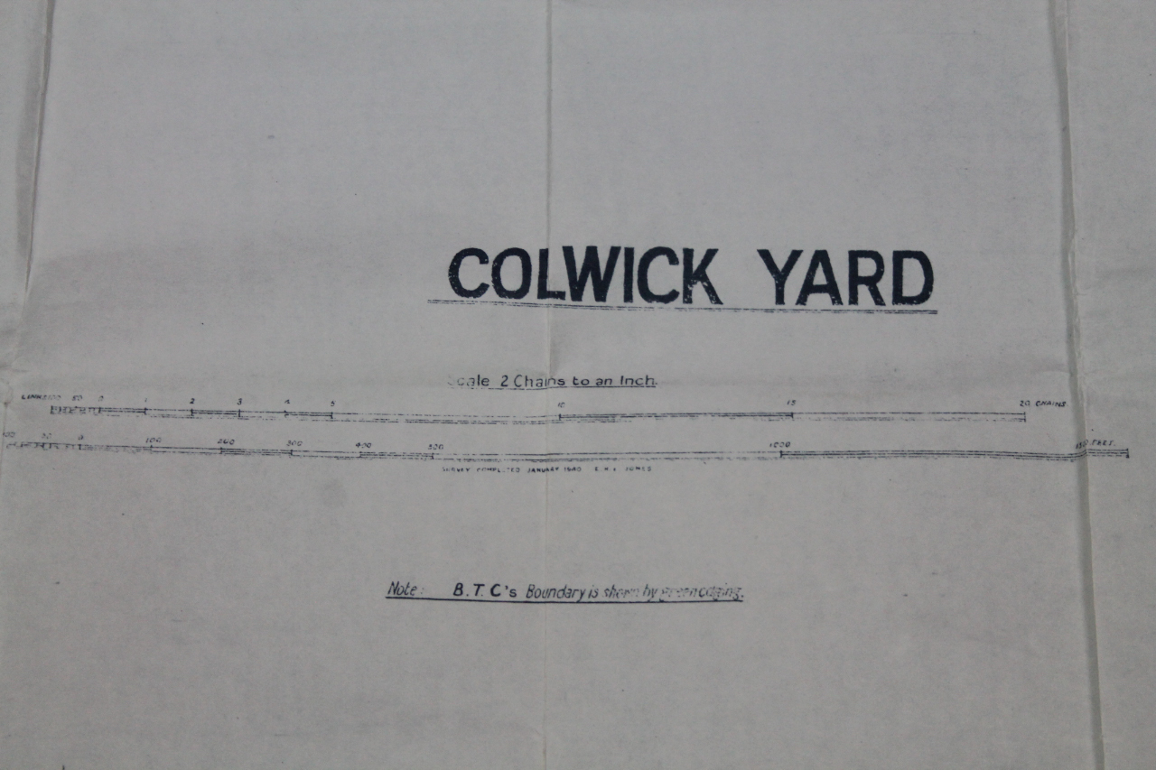 An original blue print of the Colwick Yard railway, with printed ...