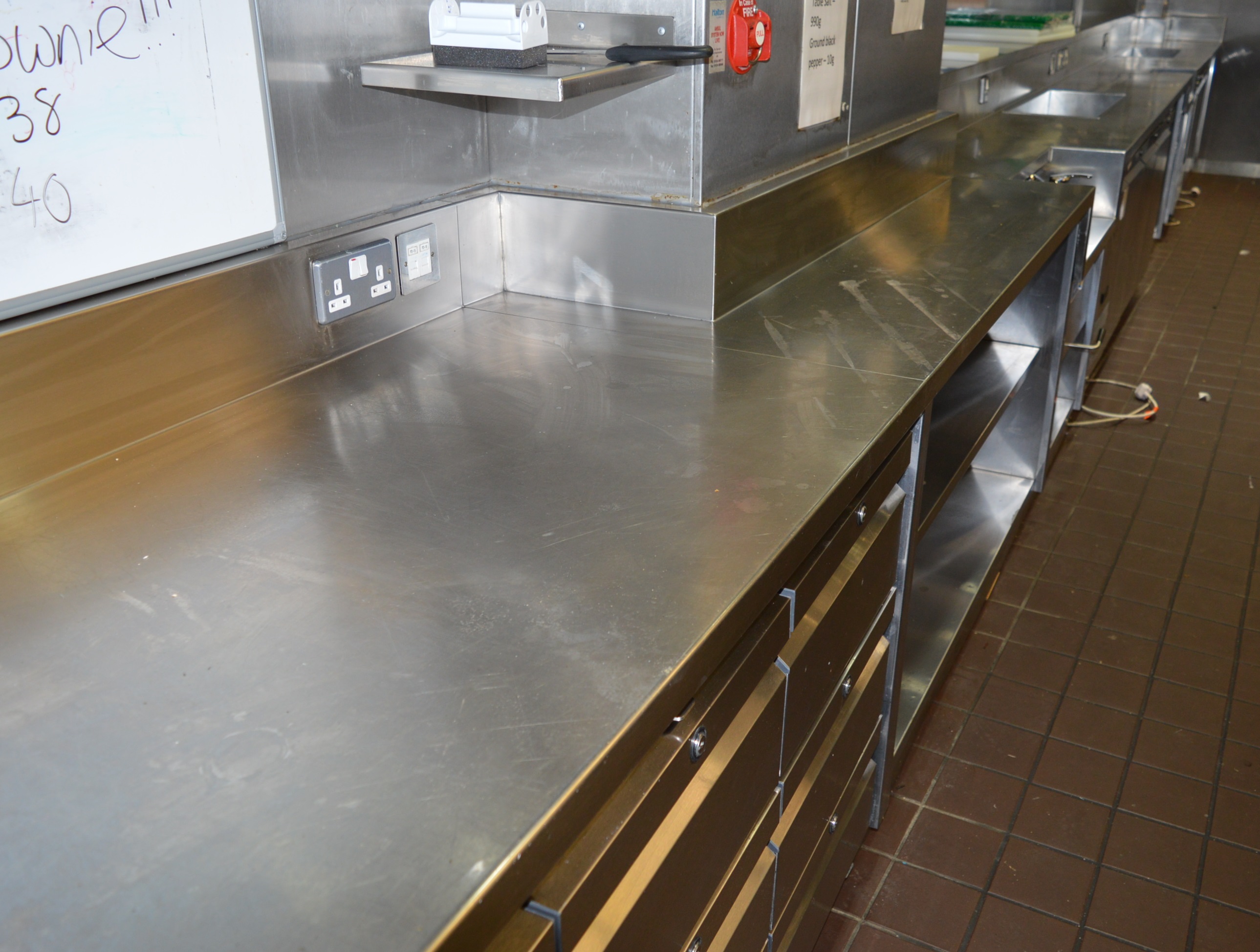 1 x Stainless Steel Commercial Kitchen Wash and Prep Bench With Storage ...
