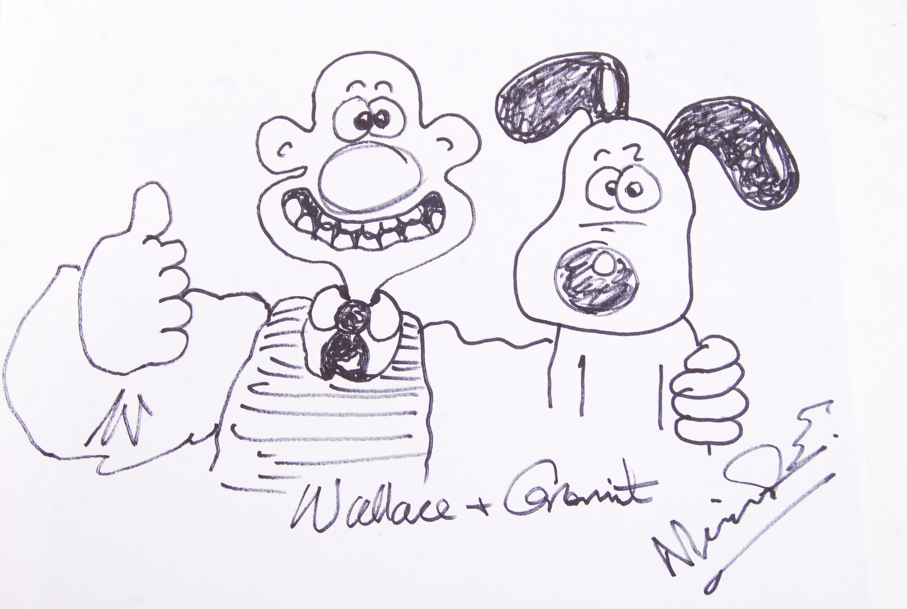 A rare original sketch of Wallace & Gromit by creator Nick Park. Drawn ...