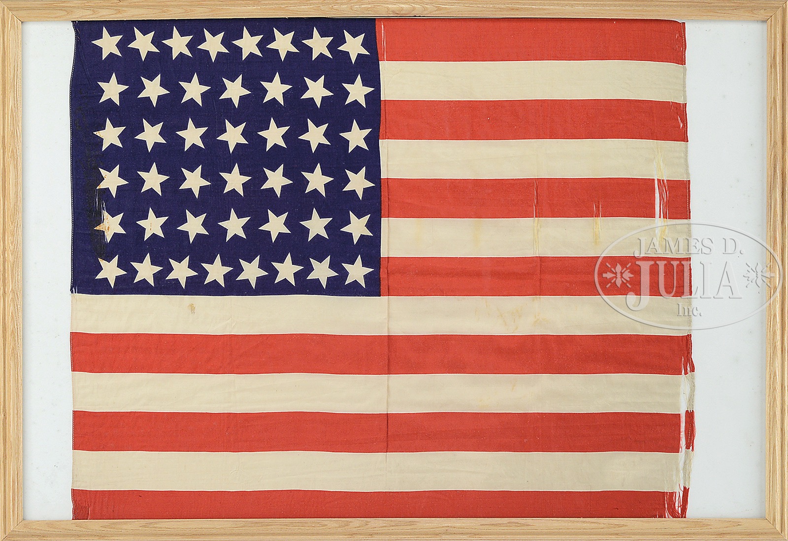 GROUP OF SEVEN LATE 19TH CENTURY AMERICAN FLAGS, ALL FRAMED. Flags in ...