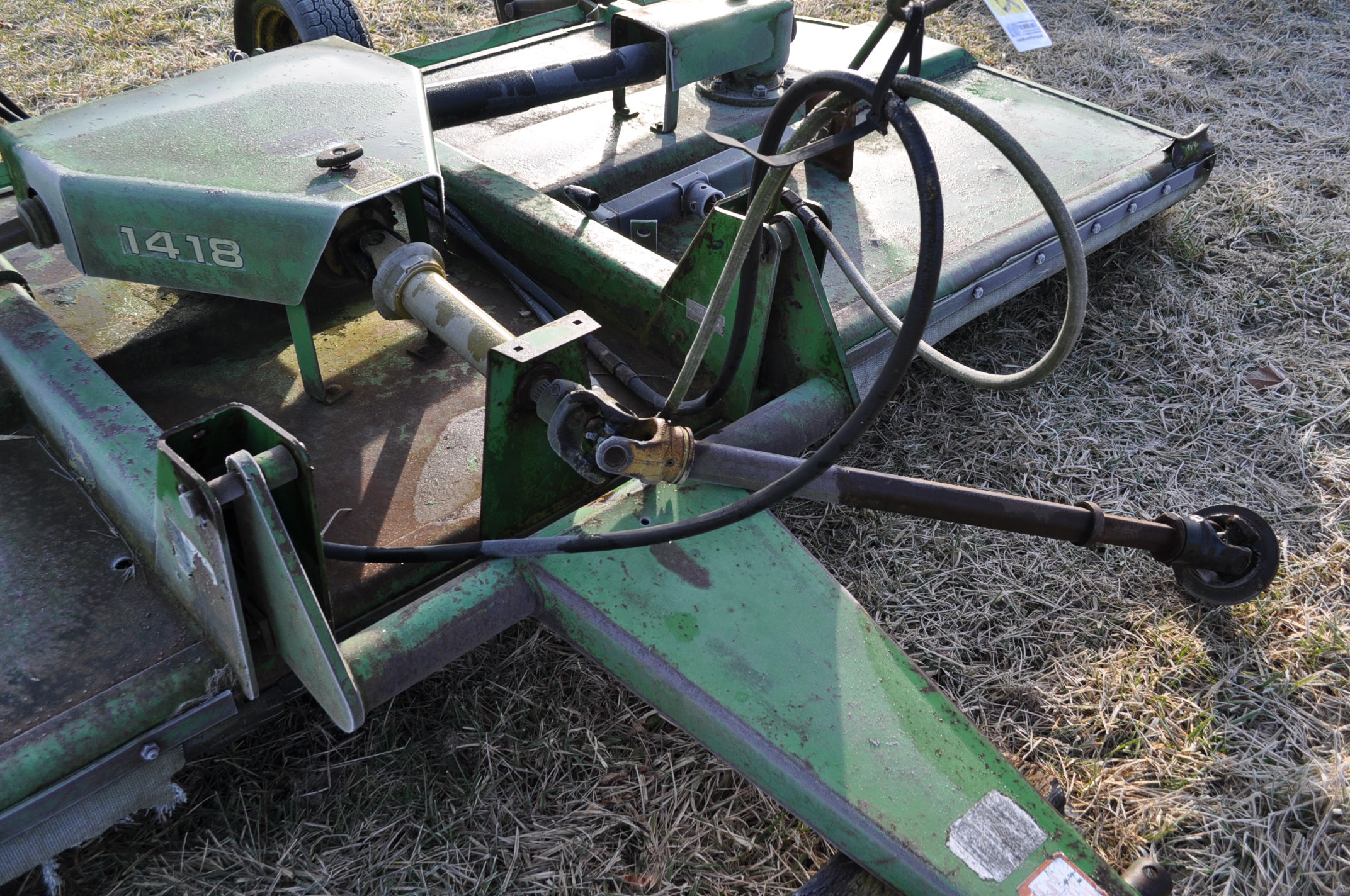 14’ John Deere 1418 rotary mower, pull-type, 1000 pto, stump jumpers