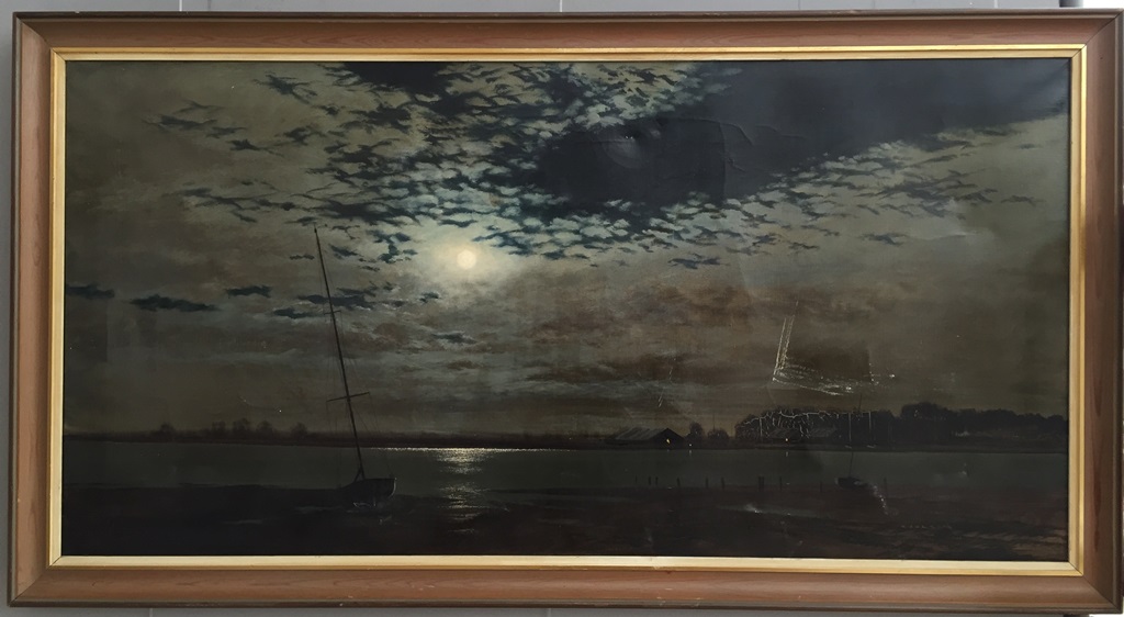 Gerald Coulson (b. 1926): A moonlit river landscape, oil on canvas, signed