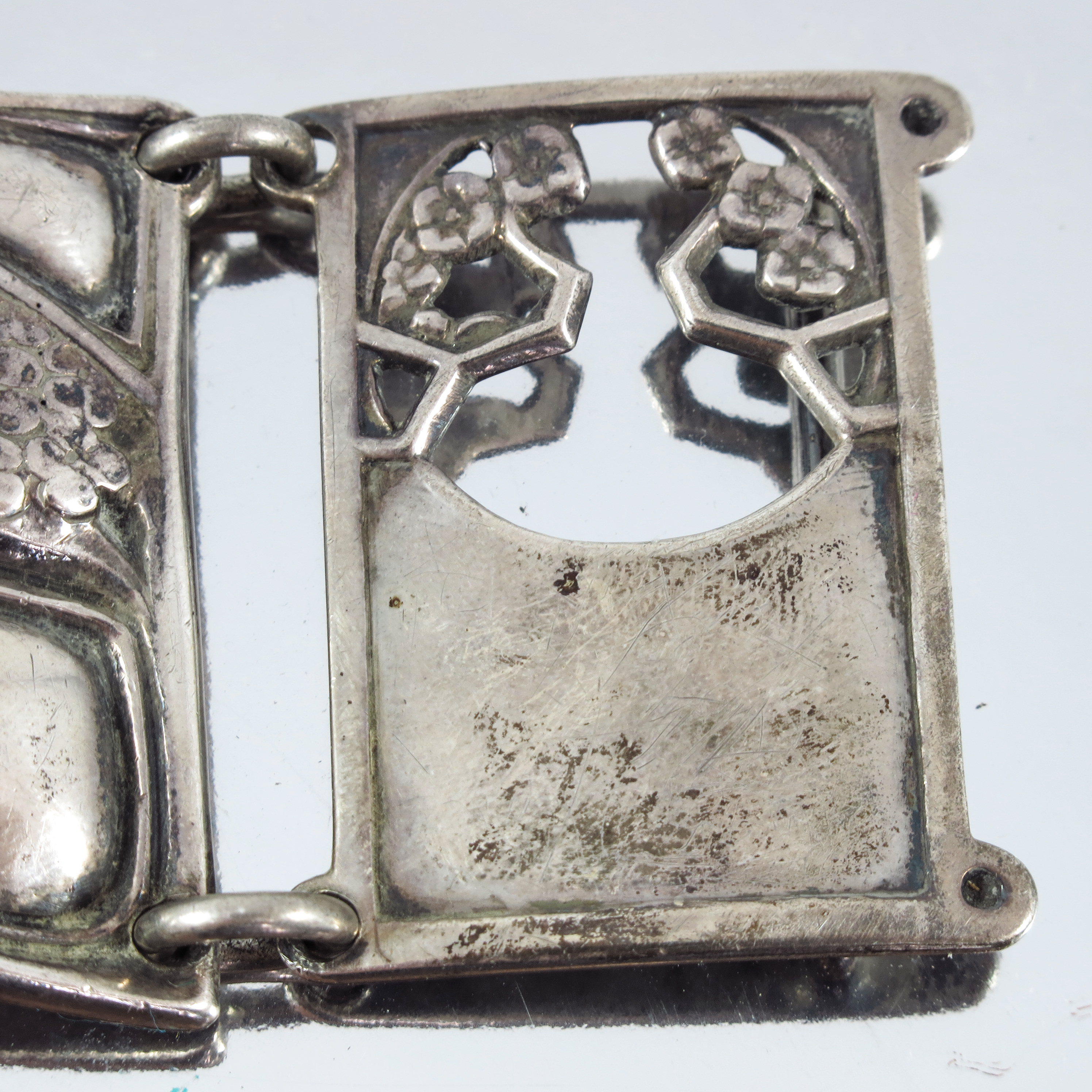 ART NOUVEAU 3 PIECE SILVER BELT BUCKLE, WILLIAM GEORGE CONNELL