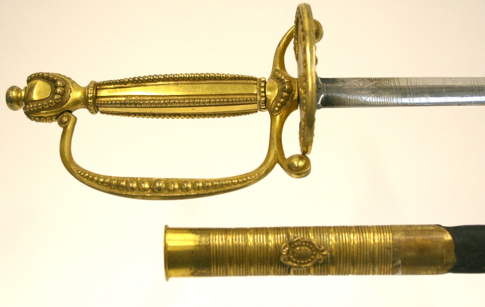 British Victorian Court Sword with gilt metal half shell guard with ...