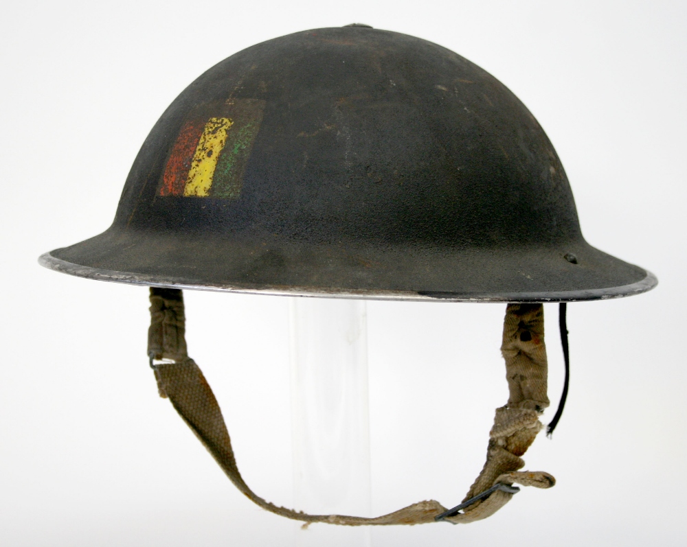 WW2 British REME Steel Combat Helmet, with painted flash to the front ...