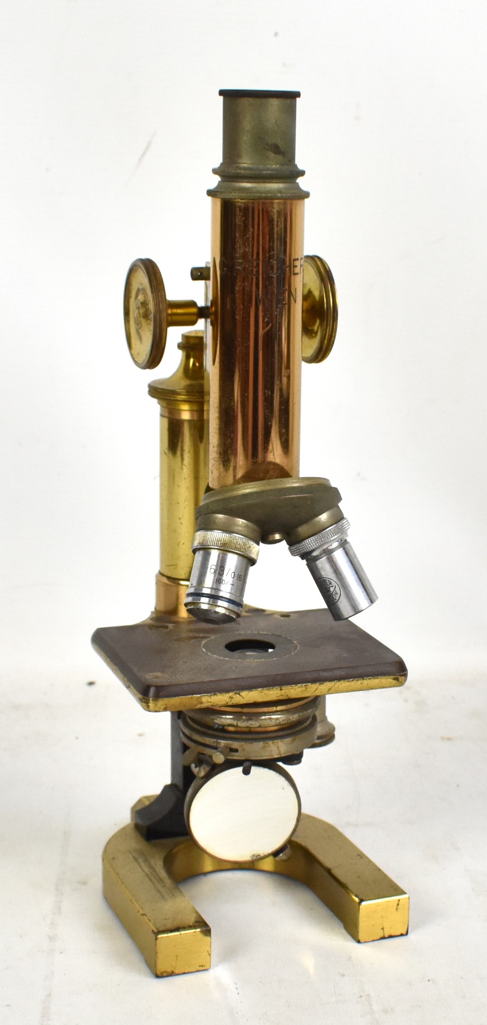 C REICHERT OF WIEN; a brass monocular microscope numbered 21798.