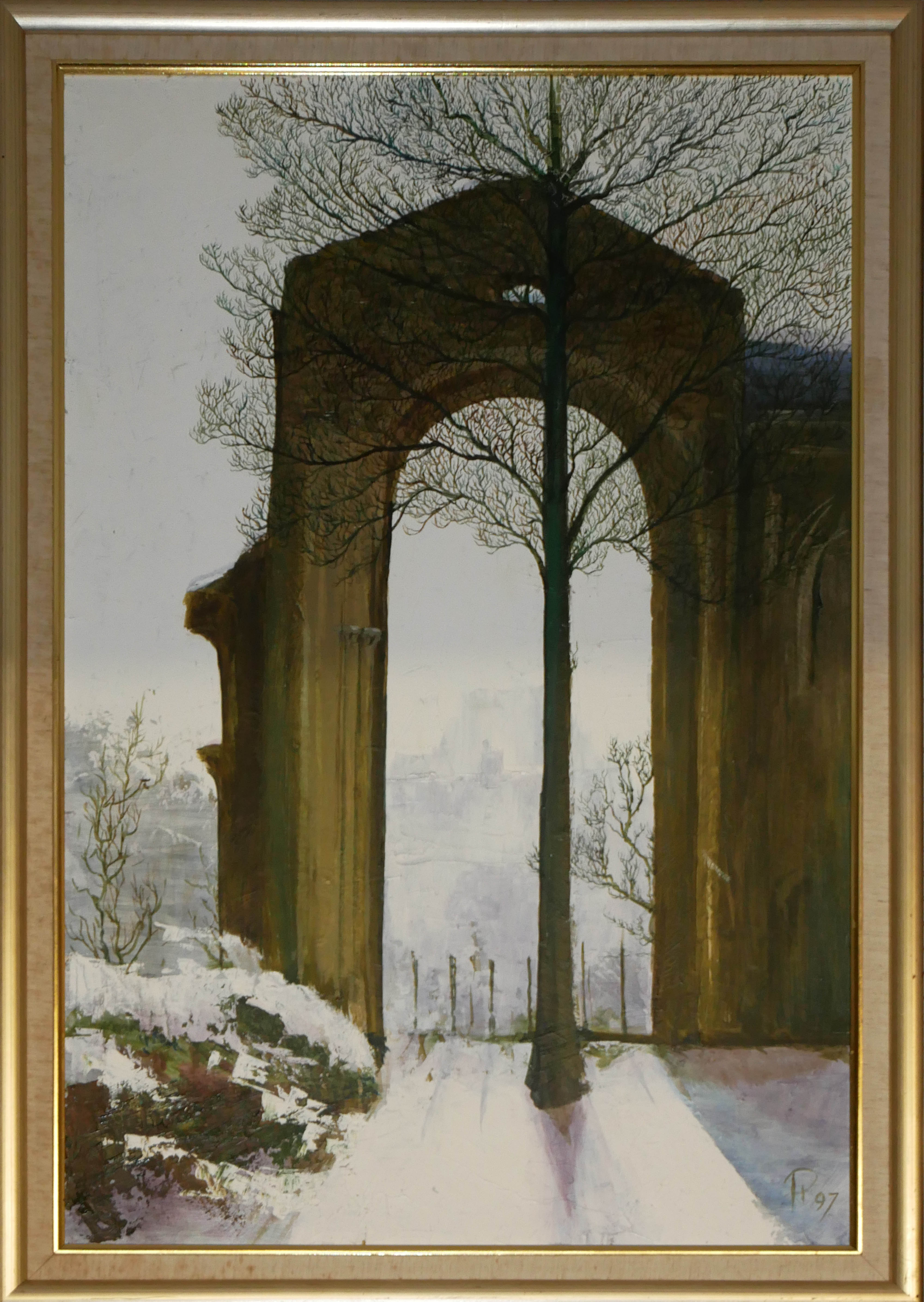 PETER HARRIS M.B.E, 20TH CENTURY OIL ON ARTIST BOARD Winter landscape ...