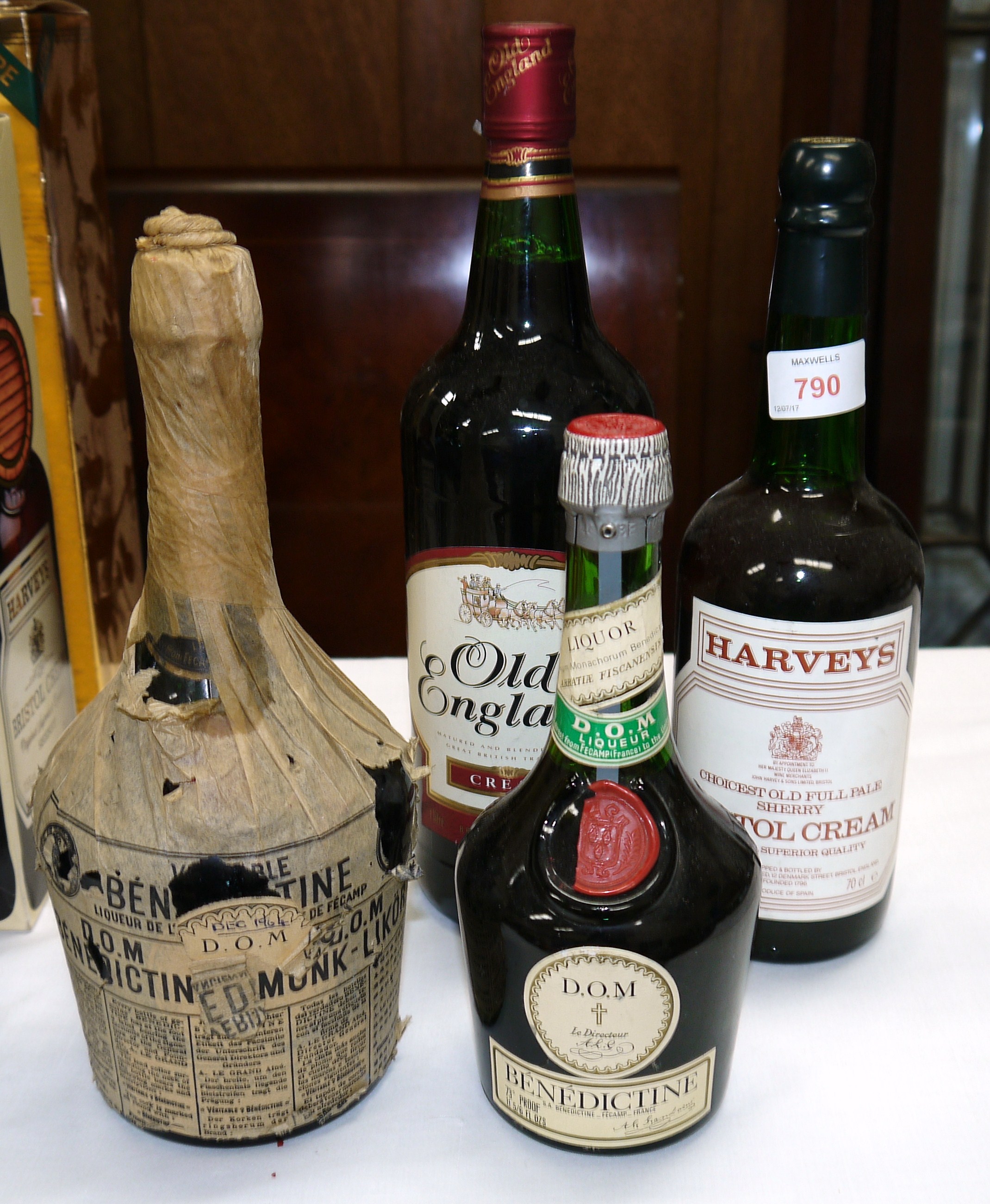 A 70cl bottle of Harvey's Bristol Cream; 1 litre Old English Cream ...