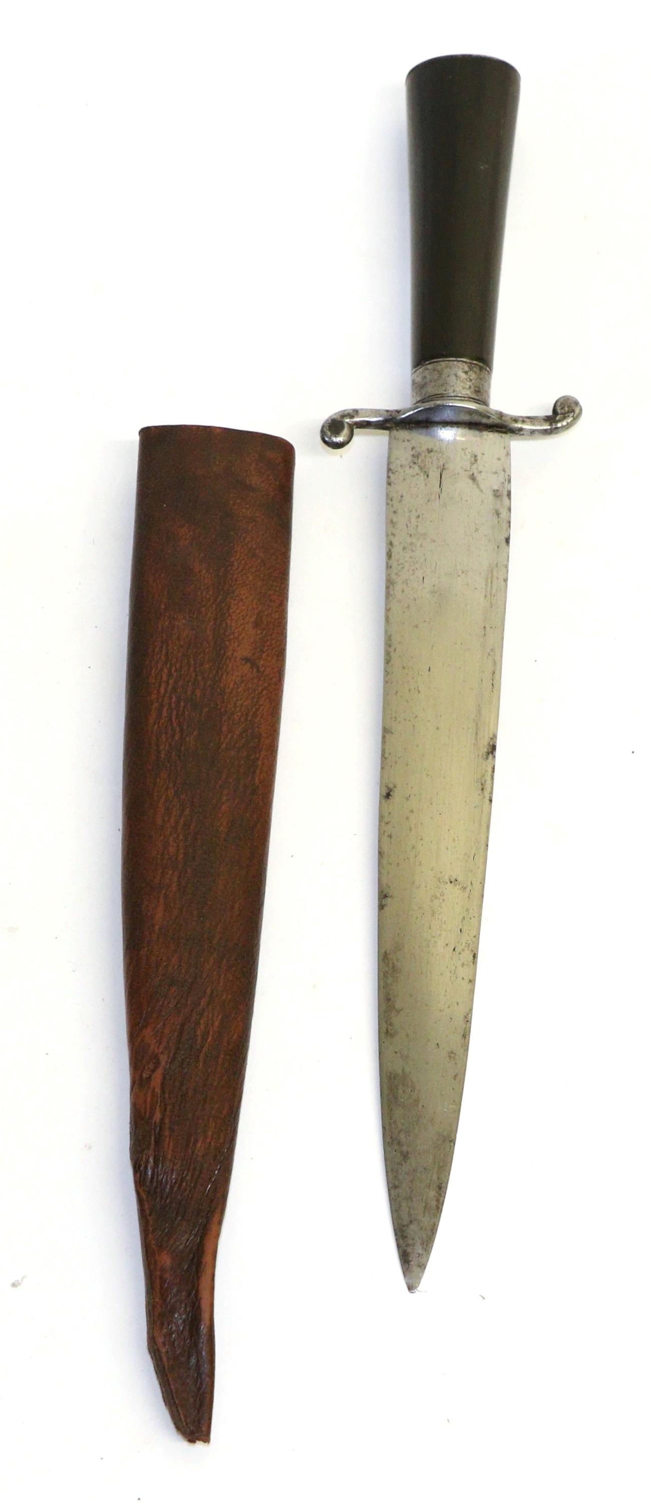 A Georgian Dagger, with 21.5cm double edge spear point steel blade ...