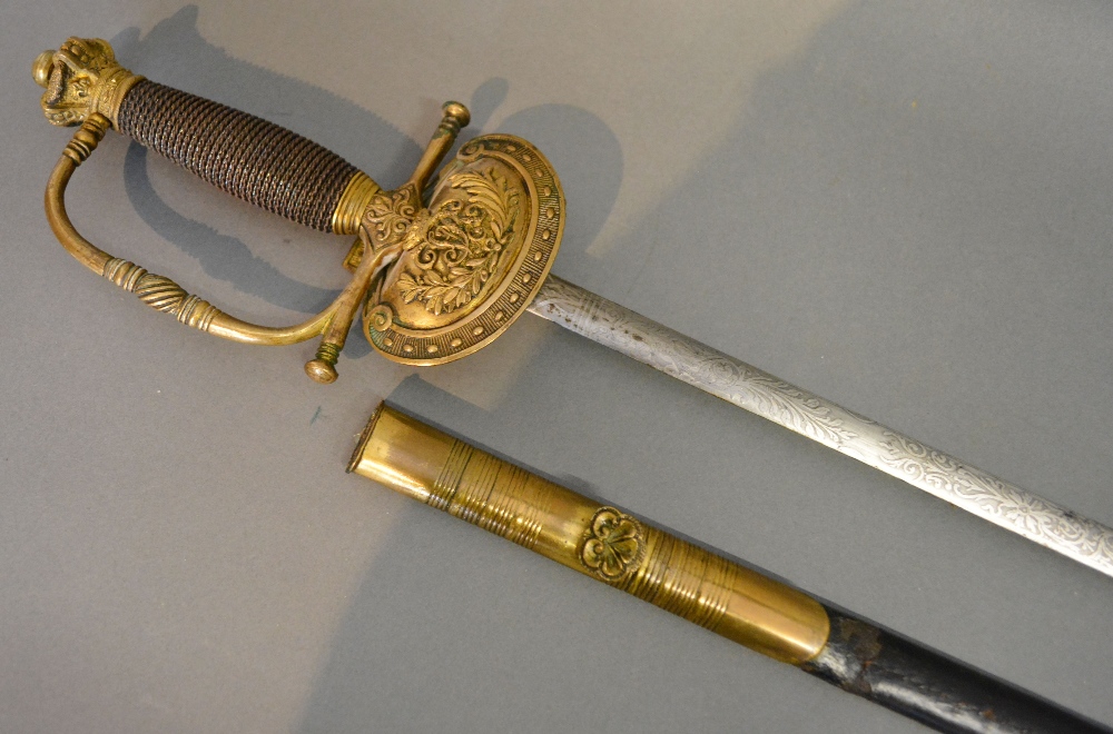 A Victorian English Court Sword, the engraved blade inscribed Thomas ...