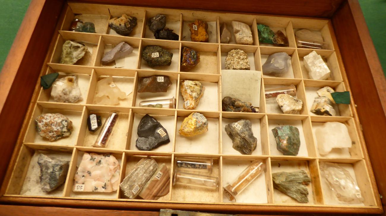 Minerals: A Victorian Mahogany Cased Collection of Minerals by Prof ...