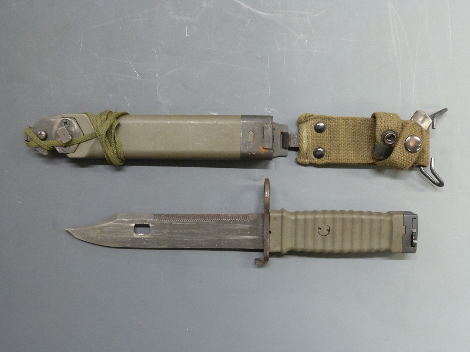 Modern Steyr bayonet in scabbard