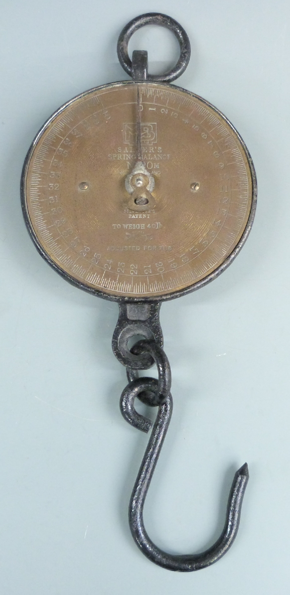 Salter's Improved Circular spring balance to weigh 40lbs, together with ...