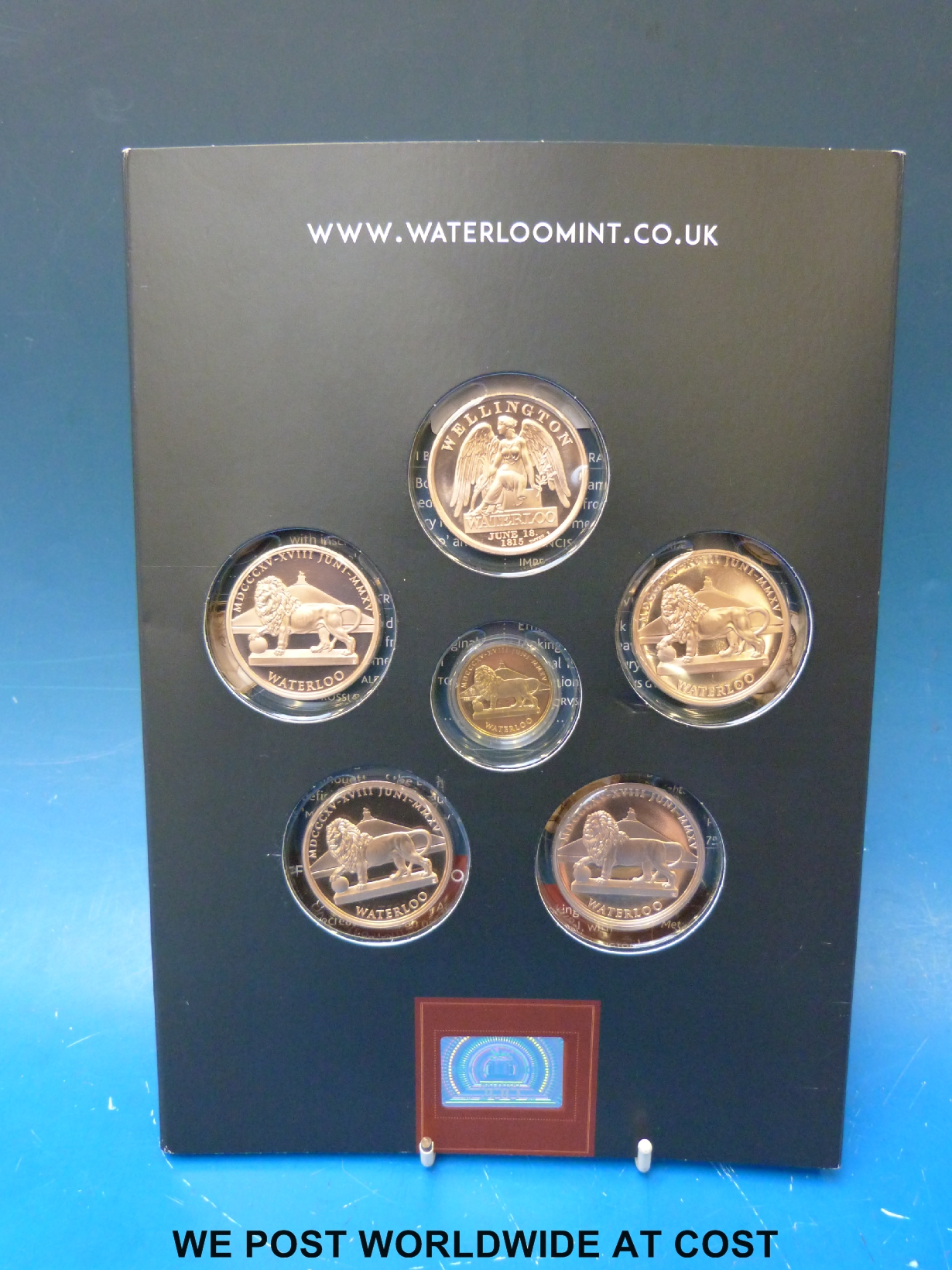 A Battle of Waterloo commemorative coin set issued by the London Mint ...