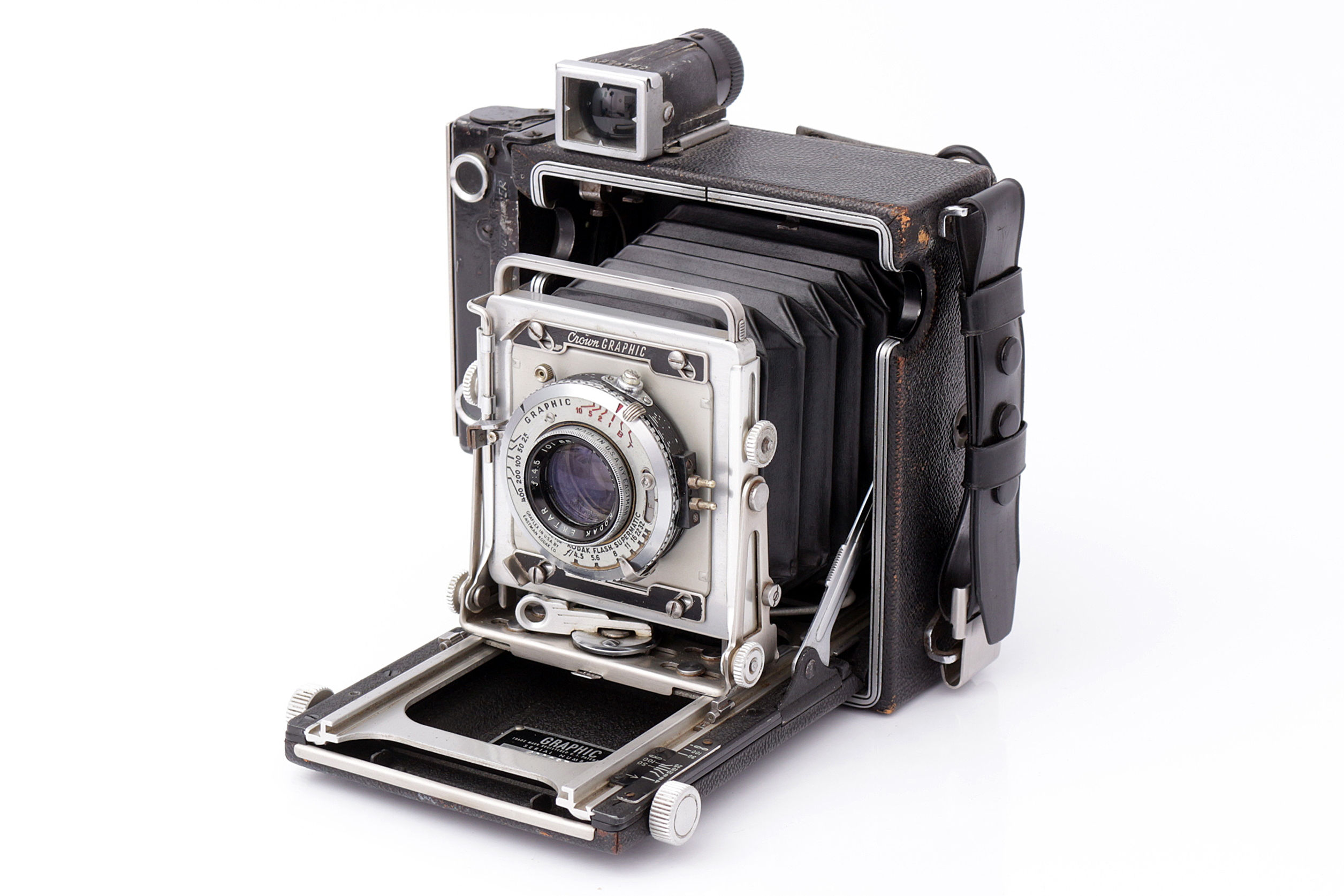 A Graflex Crown Graphic 2x3" Press Camera, with Kodak Ektar f/4.5 101mm ...