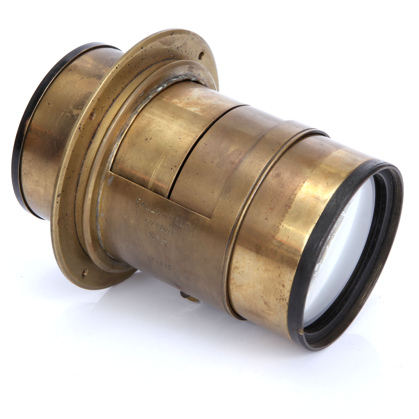 A Large Petzval Portrait Lens, signed to the side 'FALLOWFIELD LONDON ...