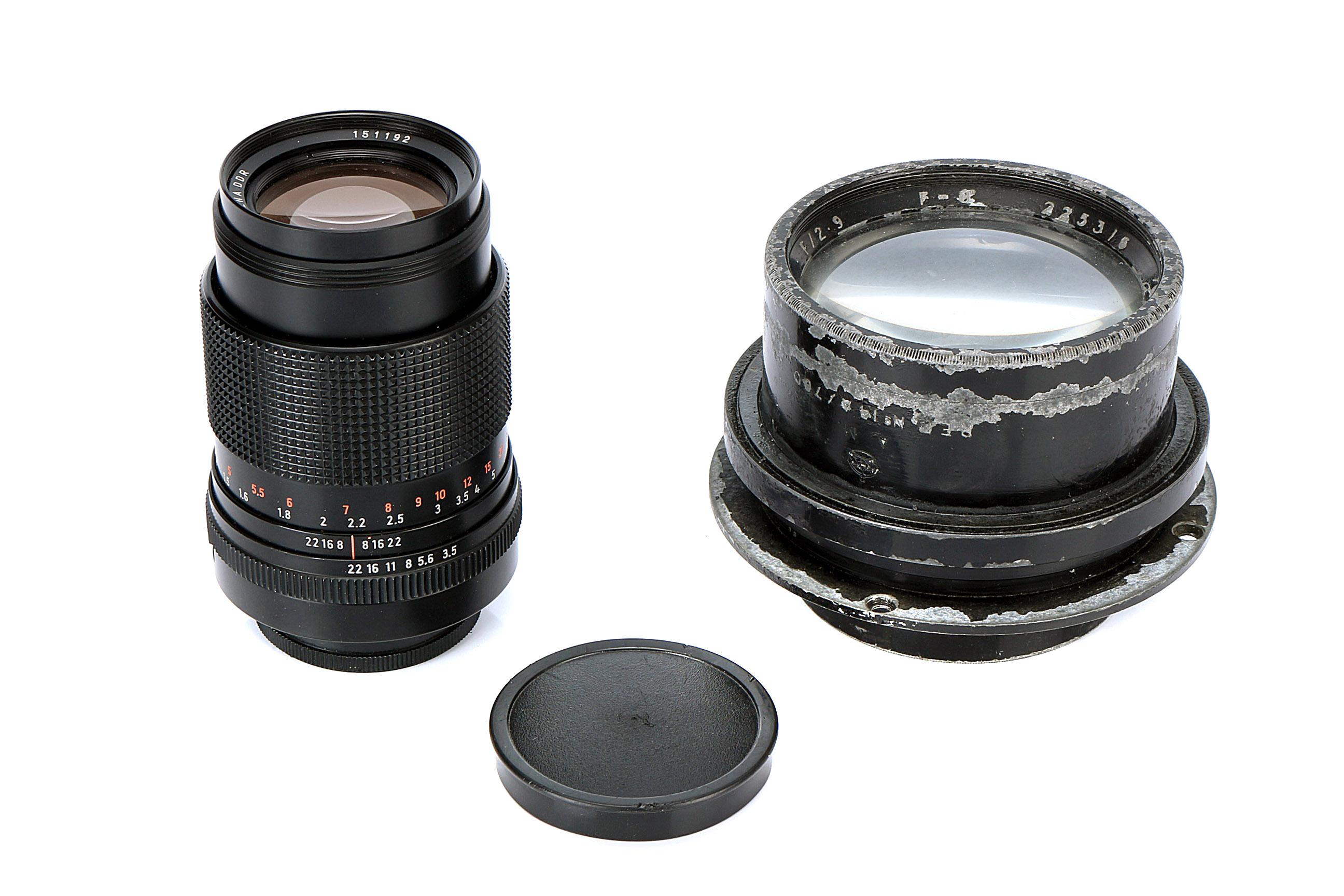 A Dallmeyer Pentac f/2.9 8" Lens, together with a Carl Zeiss Jena MC f ...
