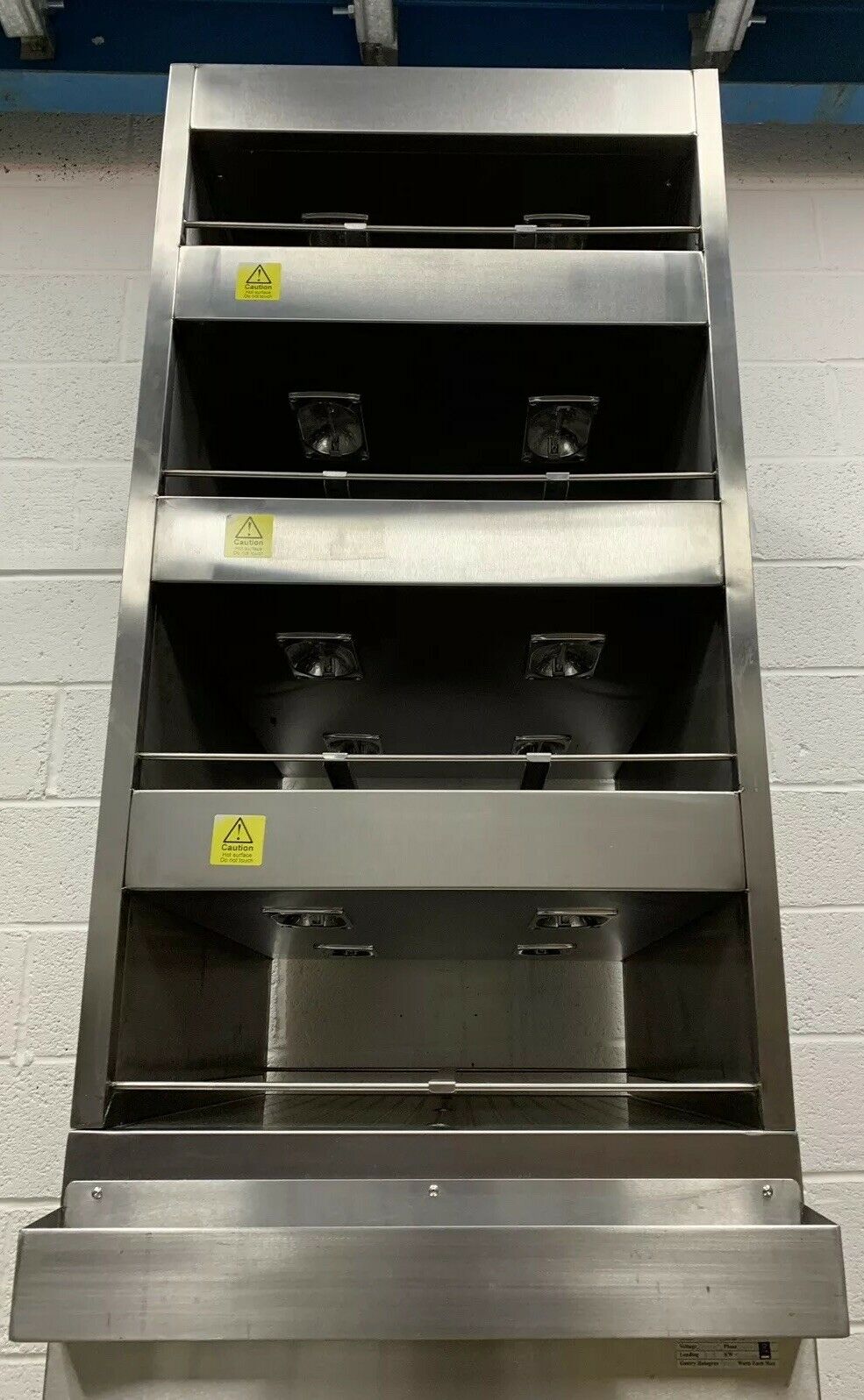 Heated Gantry Food Chute Bespoke Built 3 PHASE. 8.8 KW. 4 Tier heated ...