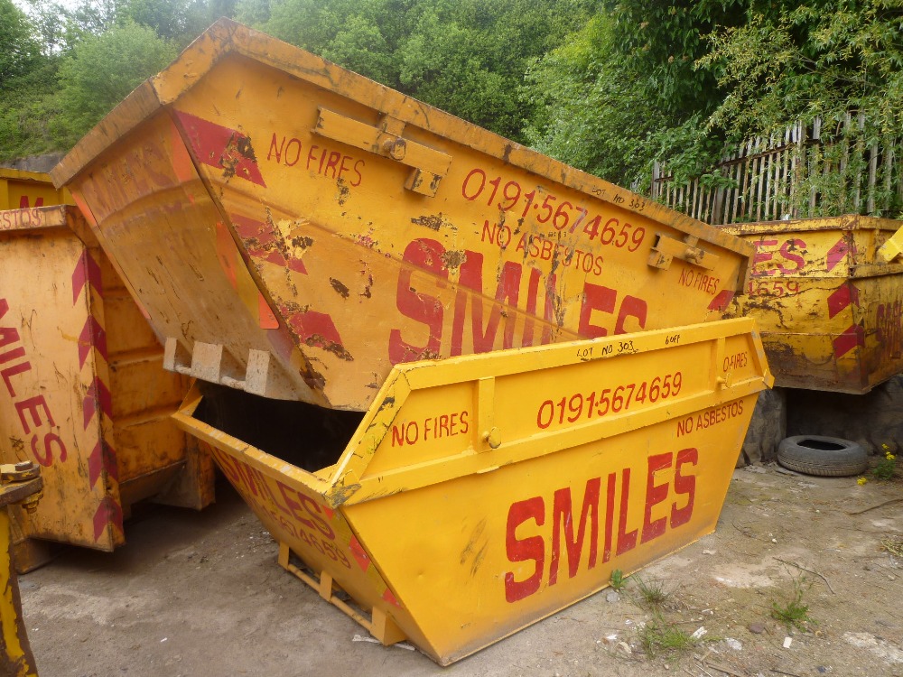 6 - 8 yard builders skips - One with rear drop down door