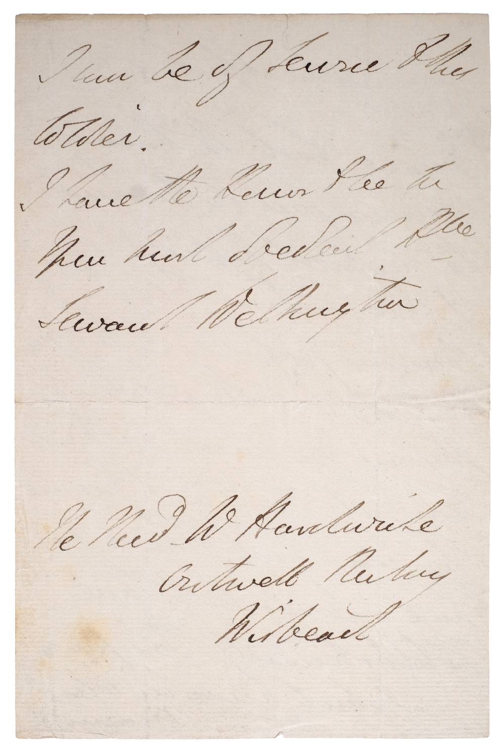 * Wellesley (Arthur, 1st Duke of Wellington, 1769-1852). Autograph ...