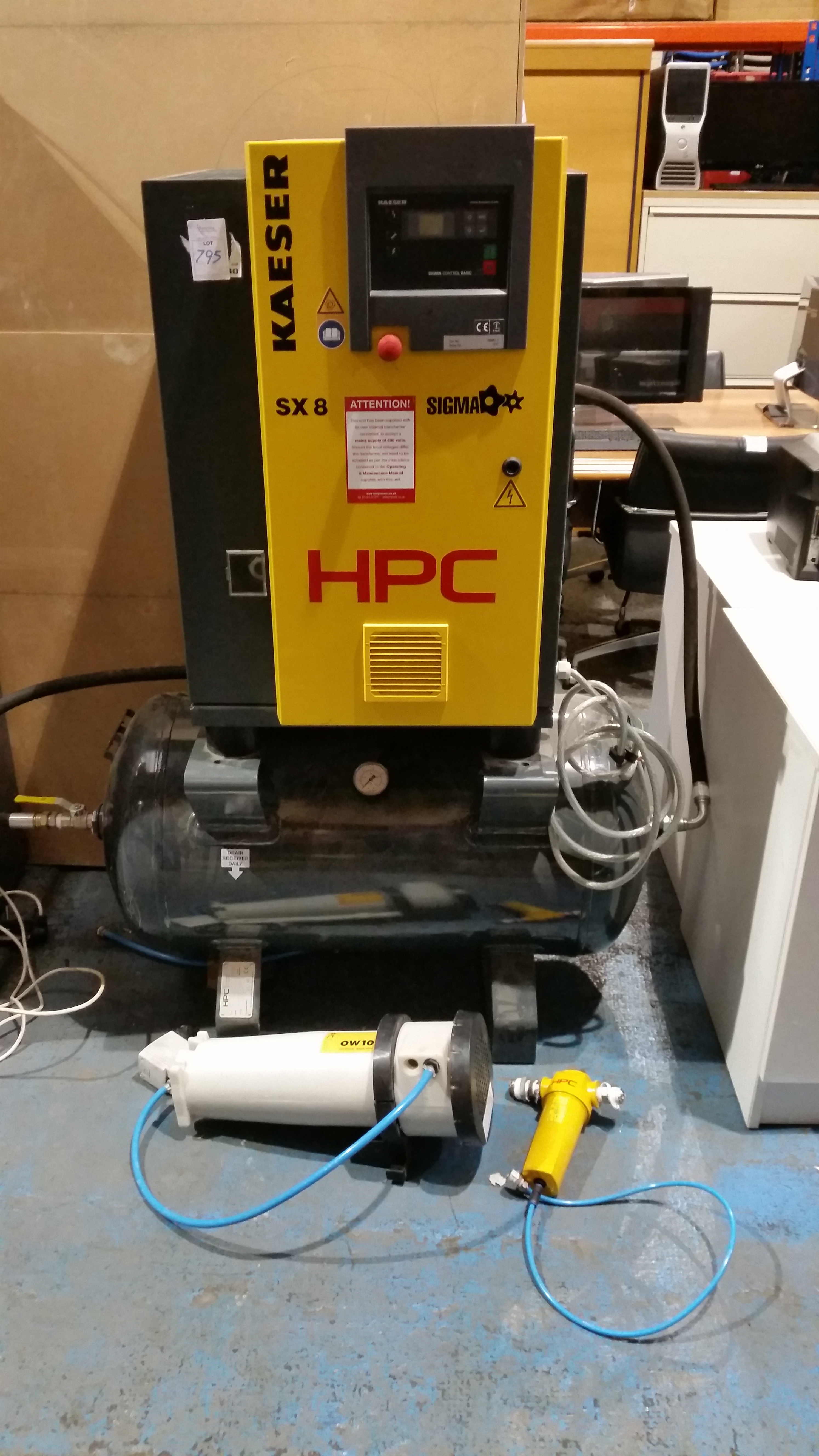 HPC Kaeser Sigma SX8 415 Volt Screw Compressor c/w Seperators & Tank