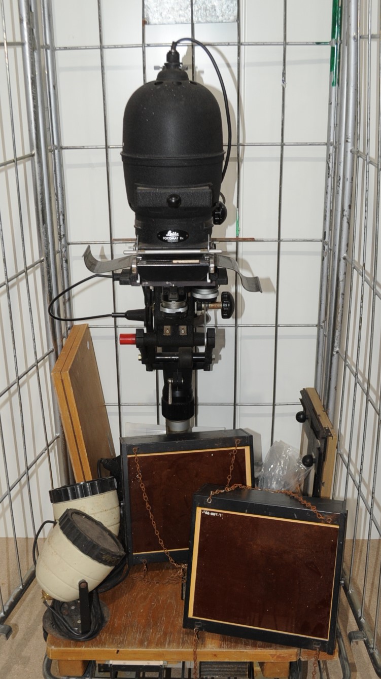 A Leitz Focomat IIc Medium Format Enlarger, 80cm column, a 76 x 62cm ...
