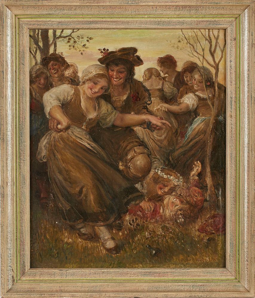 Gemälde Rudolf Rössler 1864 Gablonz -1934 Wien "Wilder Sommertanz" u ...