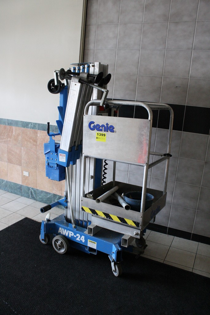 GENIE MODEL AWP-24, 300 LB CAPACITY AERIAL WORK PLATFORM MAN-LIFT S/N ...