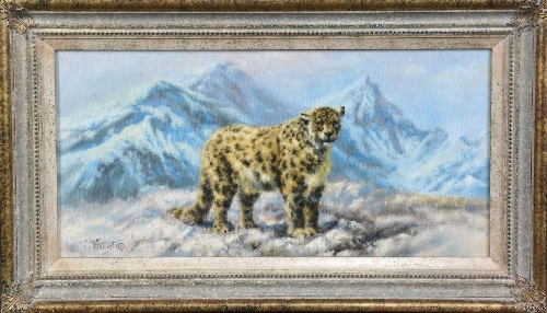 TONY FORREST (BRITISH, CONTEMPORARY), Snow Leopard in the mountains ...