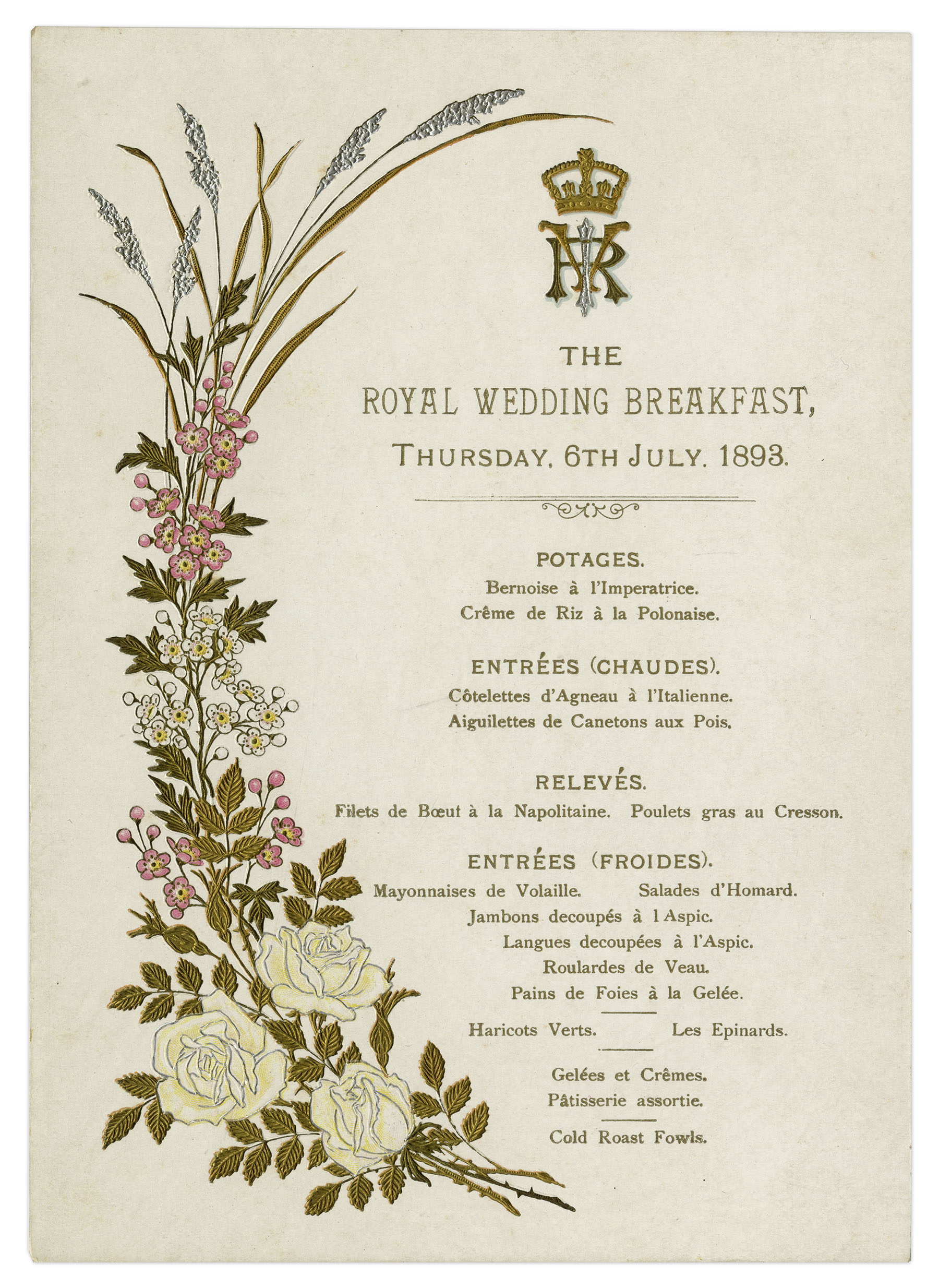 Royal Wedding Dinner Menu 2012