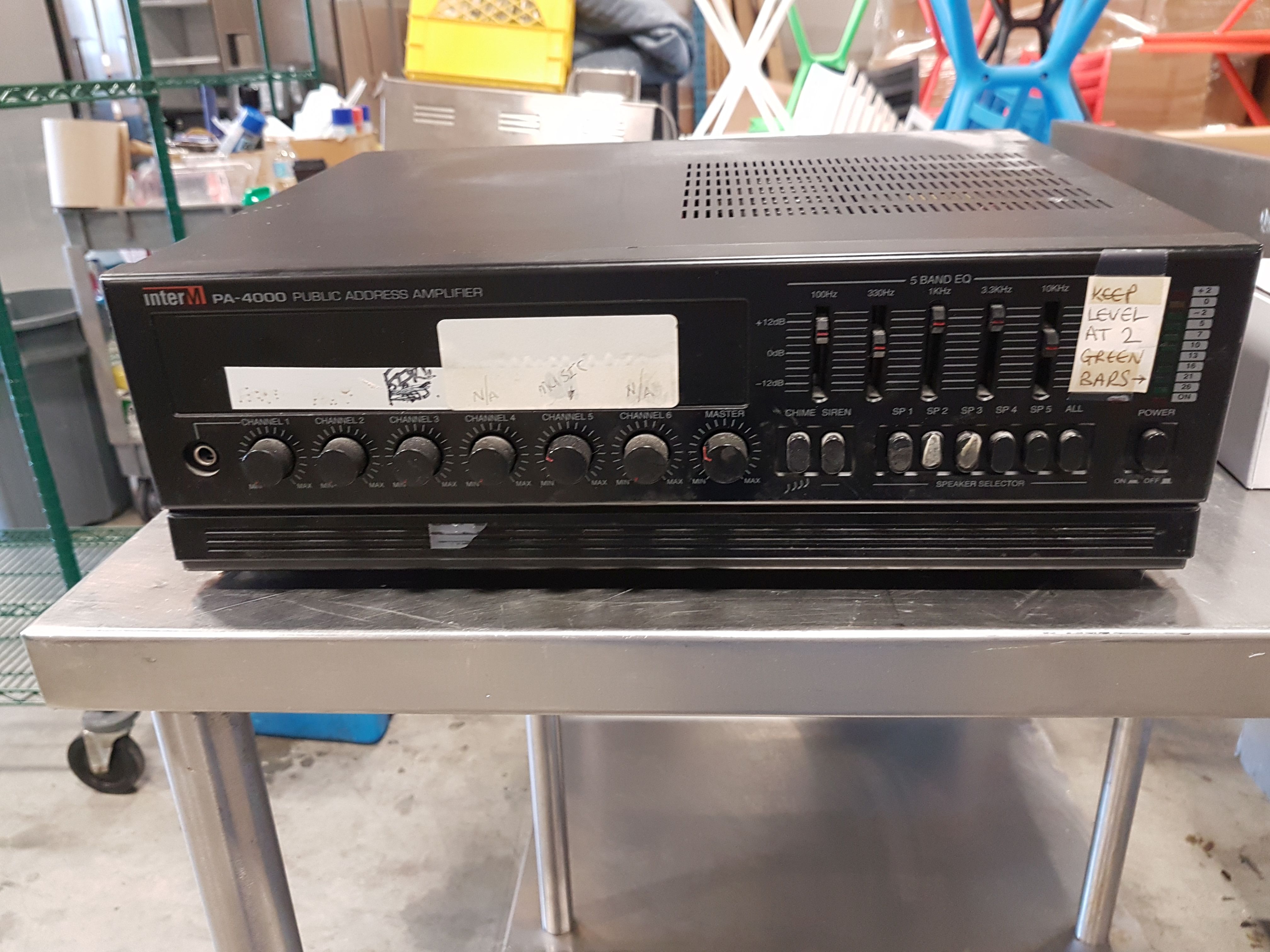 Inter M PA-4000 Public Address Amplifier, Used Location: 14 ER
