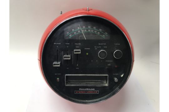 A retro Prinzsound radio cassette player, repainted.