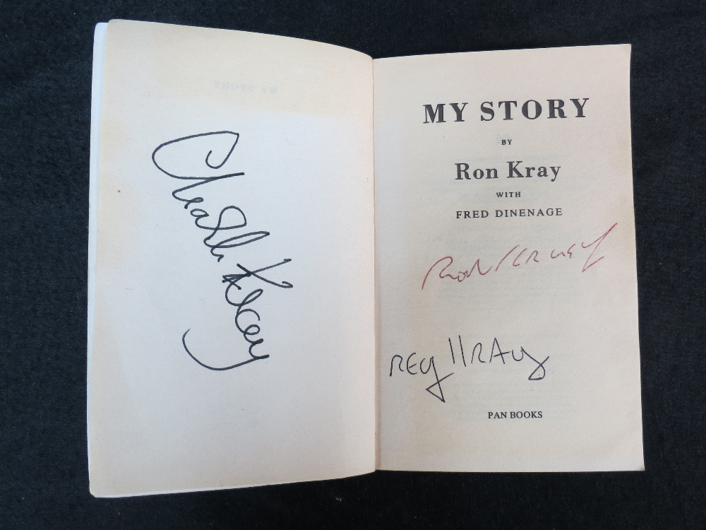 Book. 'My Story by Ron Kray'. Signed within by all three Kray brothers ...