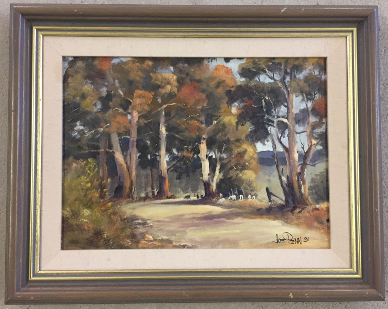 Joe Penn, Australian artist, oil on board 'Round the Bend to Guyra ...