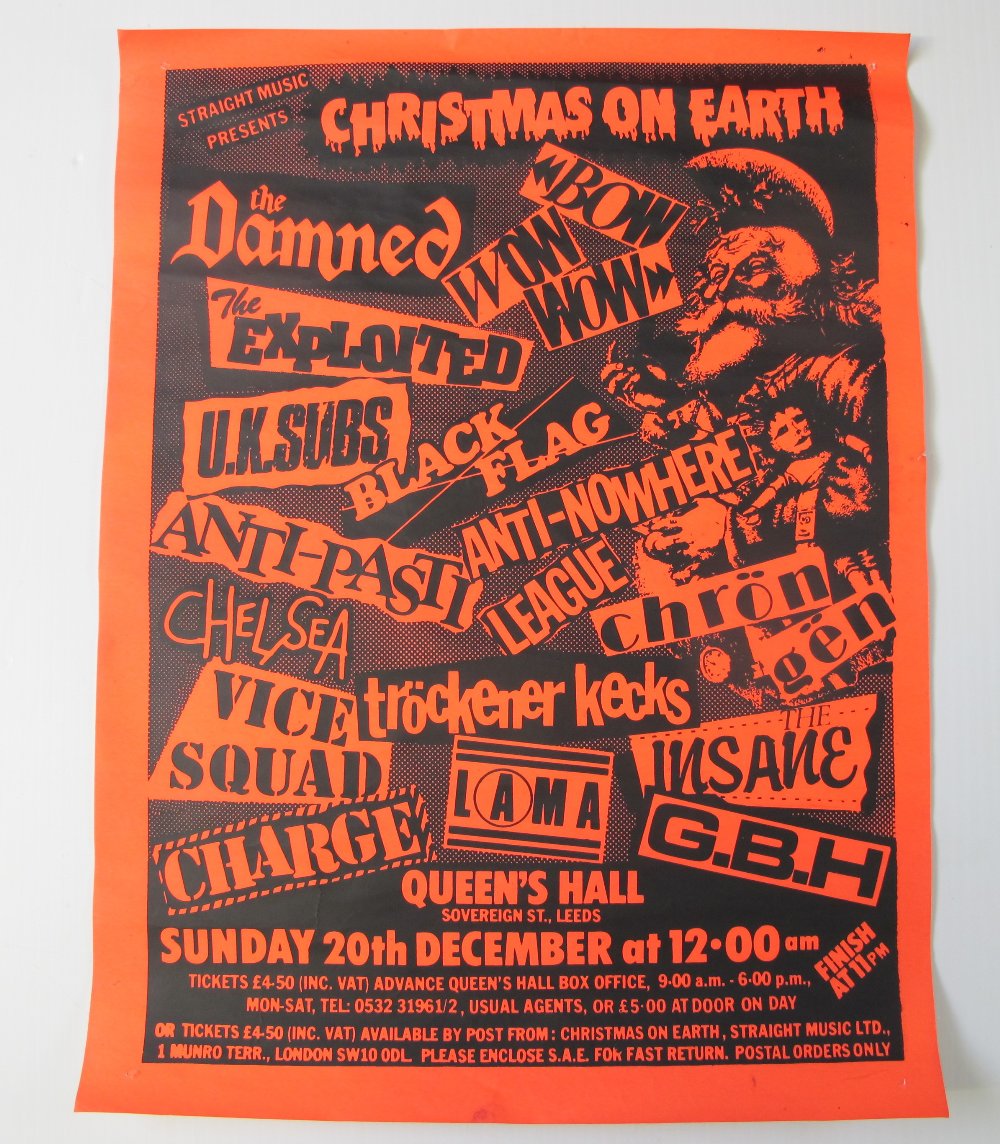 Music Poster, Punk, Christmas On Earth - Queens Hall, Leeds, Sunday ...