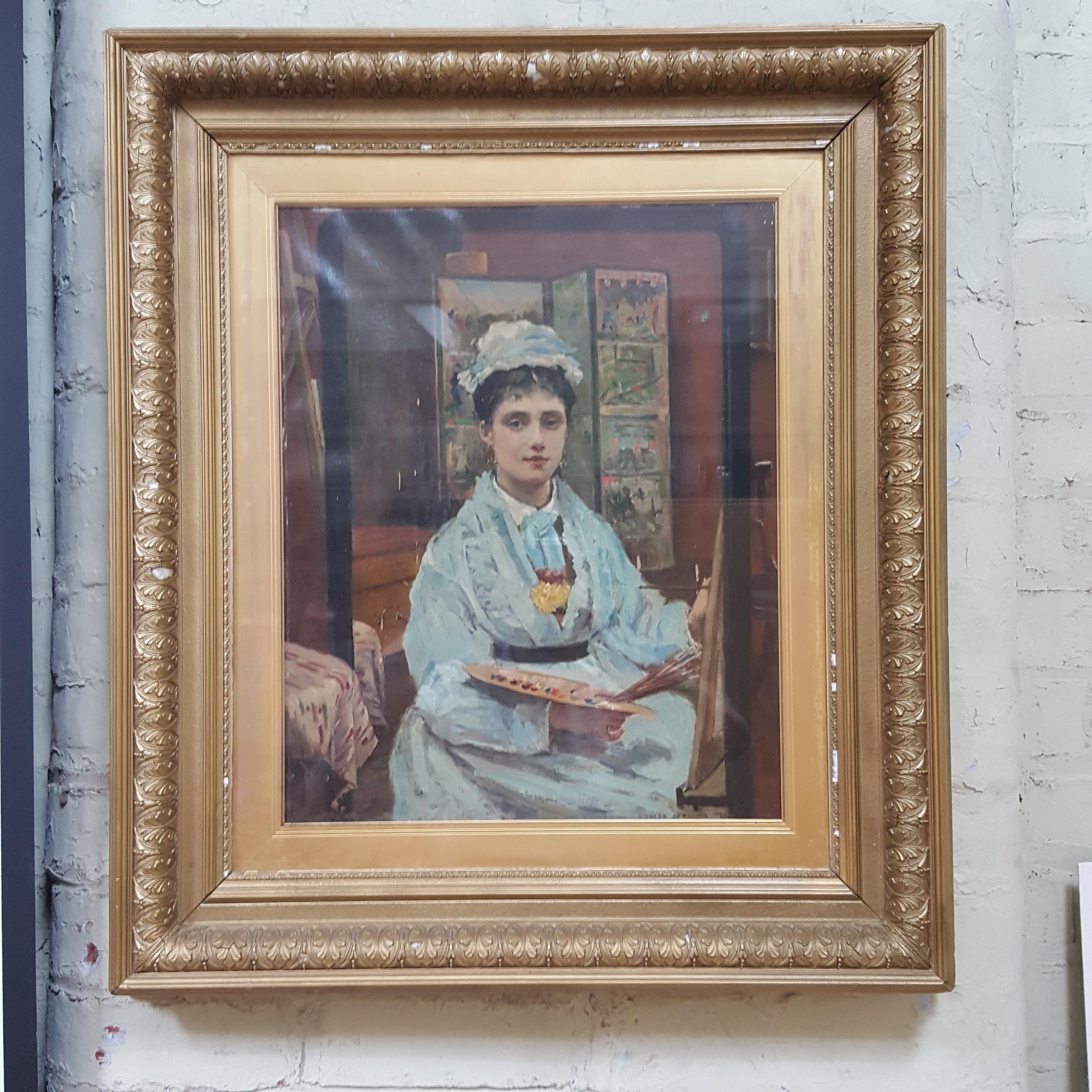 Louise Jopling (1843-1933), self portrait, three quarter length ...