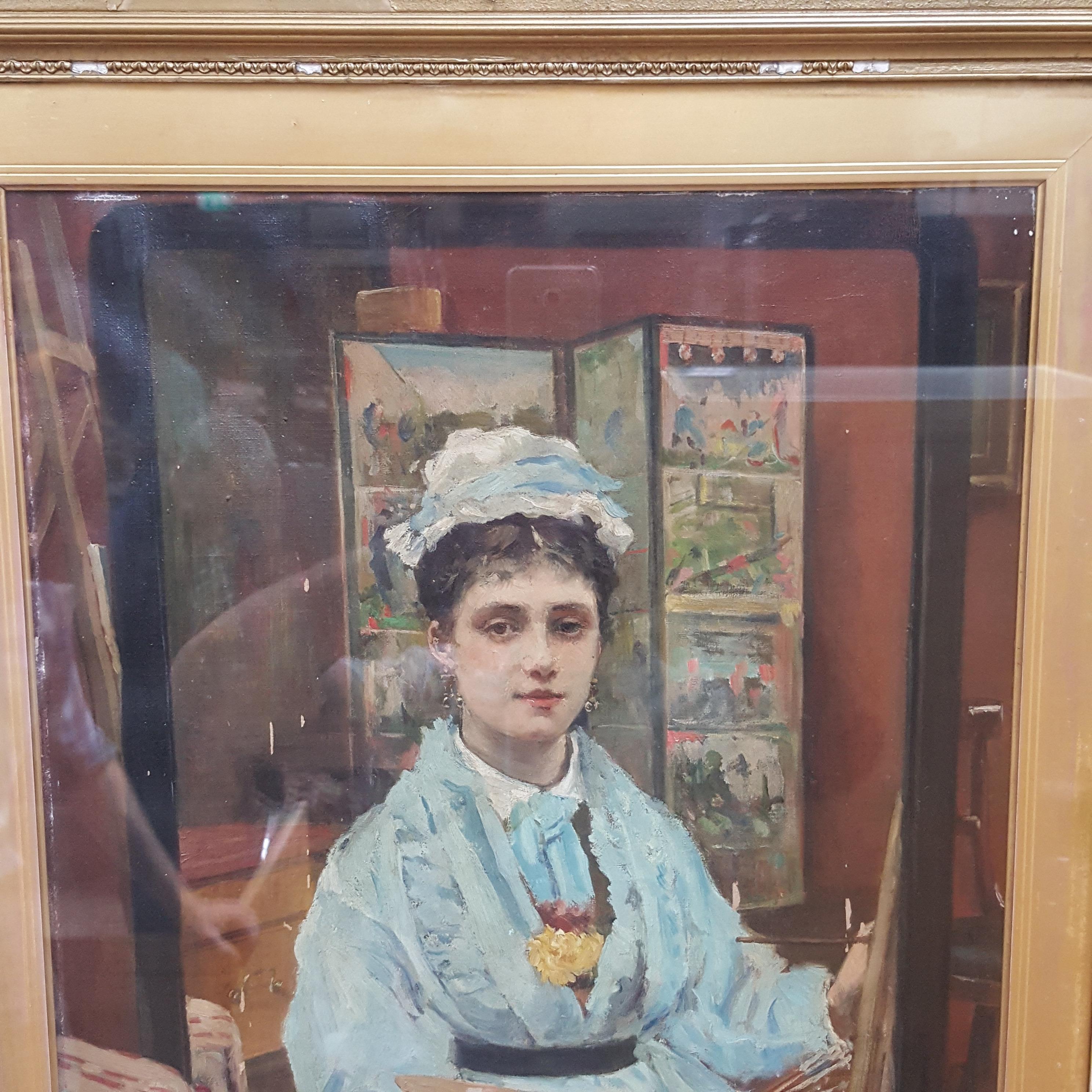 Louise Jopling (1843-1933), self portrait, three quarter length ...