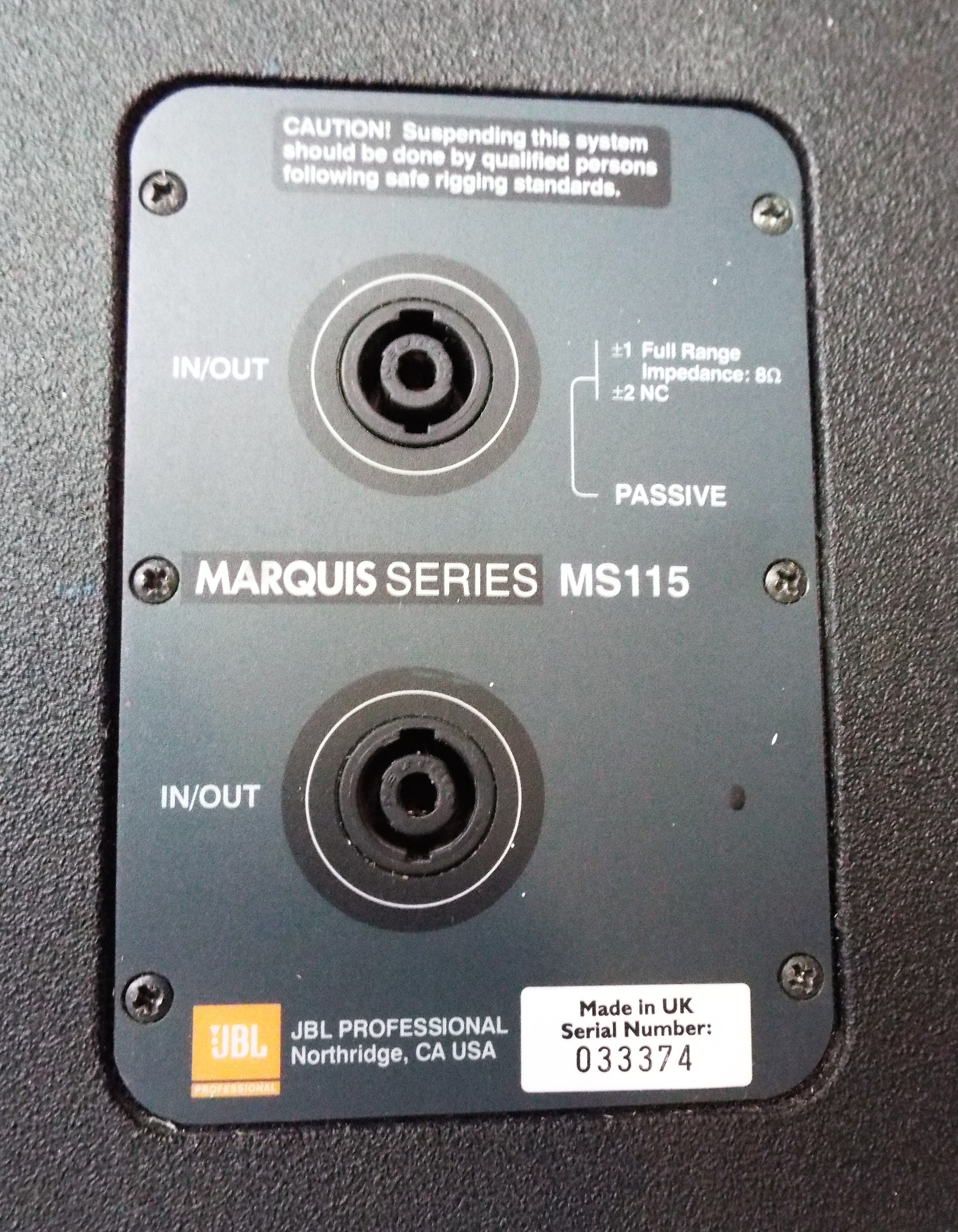 Used JBL Speaker Type - Marquis Series - MS115 S.N. - 03374 Not ...