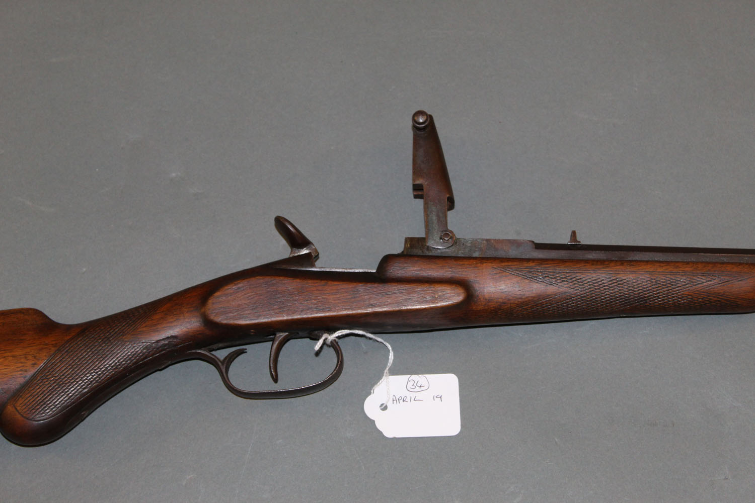 An unusual muzzle loading percussion smooth bore gun, with a 20 ...
