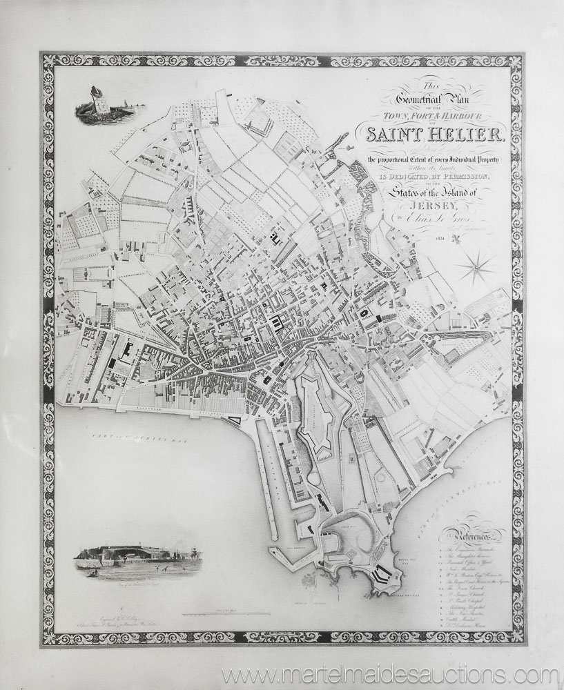 A 19th century map of St. Helier, titled 'This Geometrical Plan of the ...