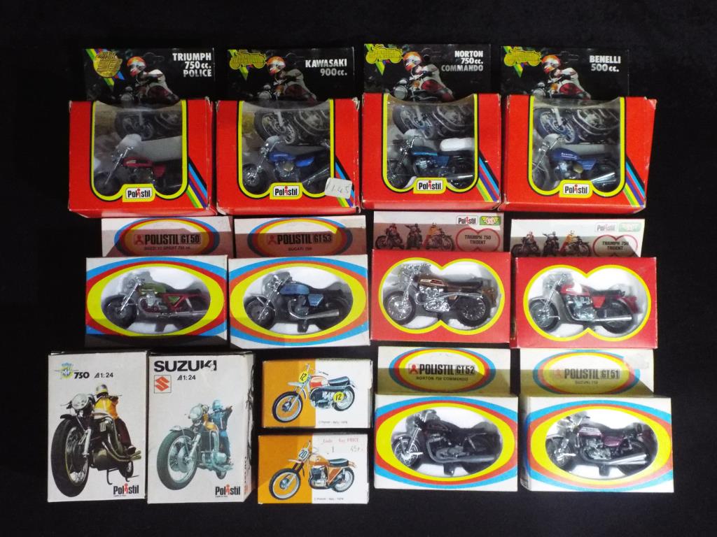 Polistil - 14 boxed 1:24 scale diecast model motorcycles. Lot includes ...