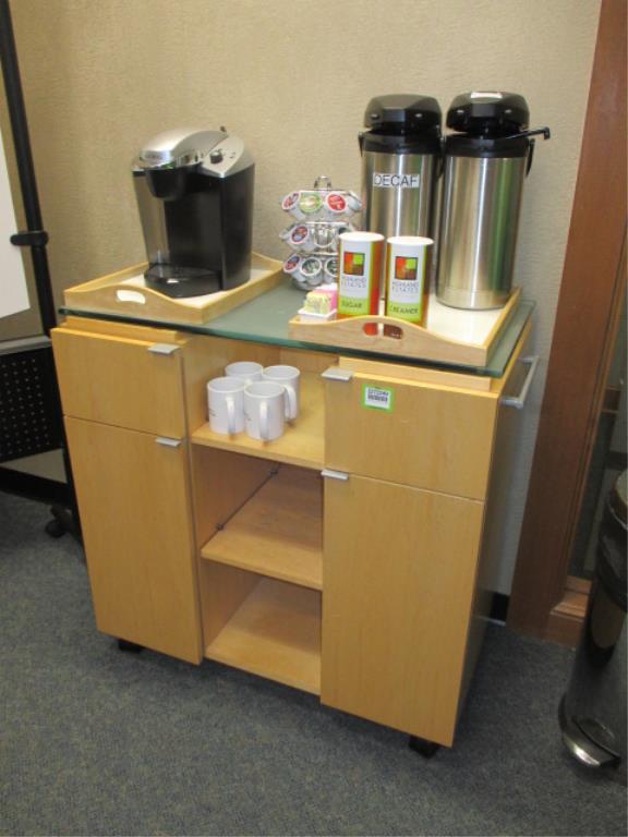 Lot: (5+ pcs) Mobile Coffee Station. Consisting of: (1) Glass-Top ...