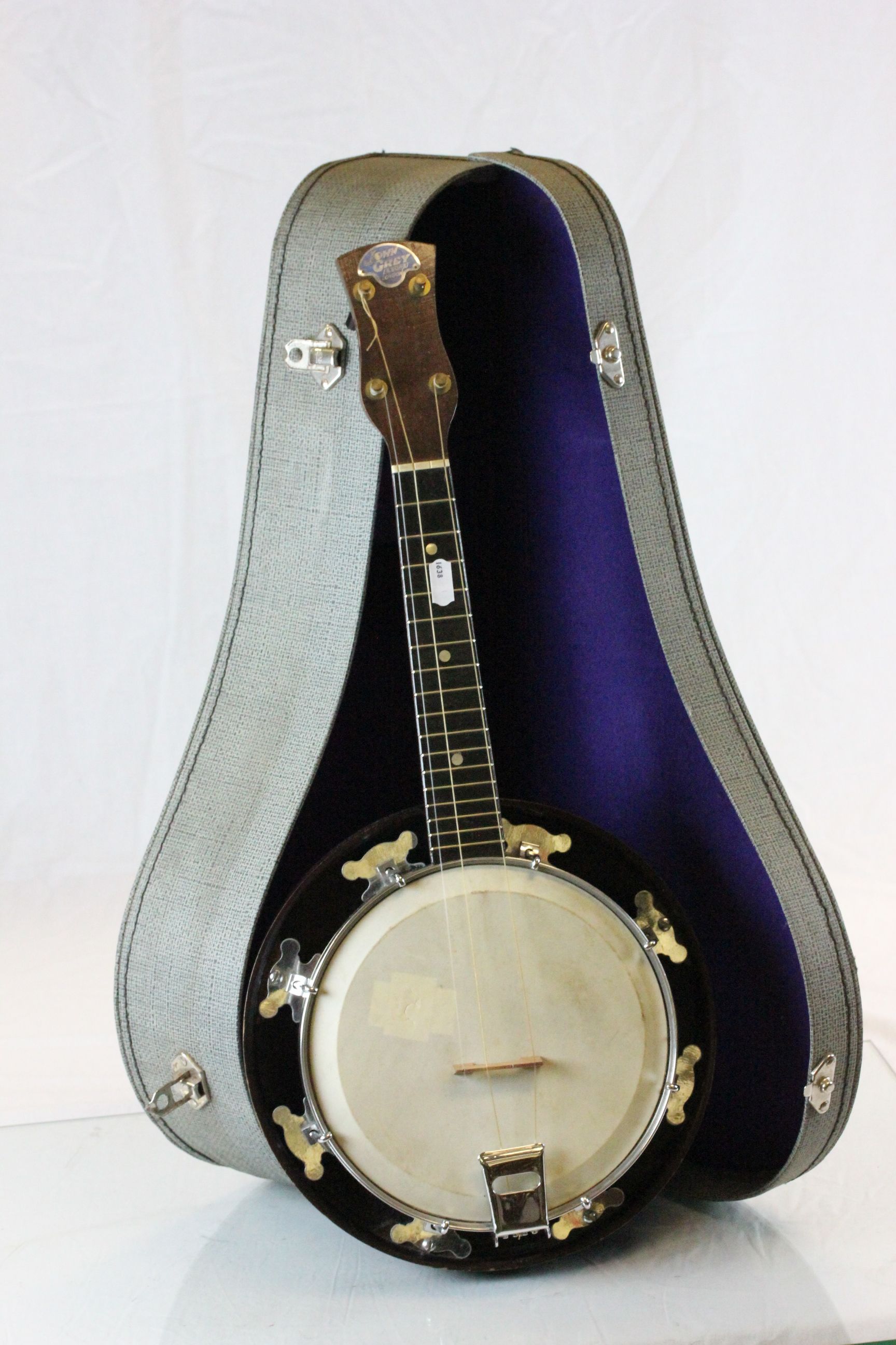 Cased banjo/ banjolina by John Grey & Sons London