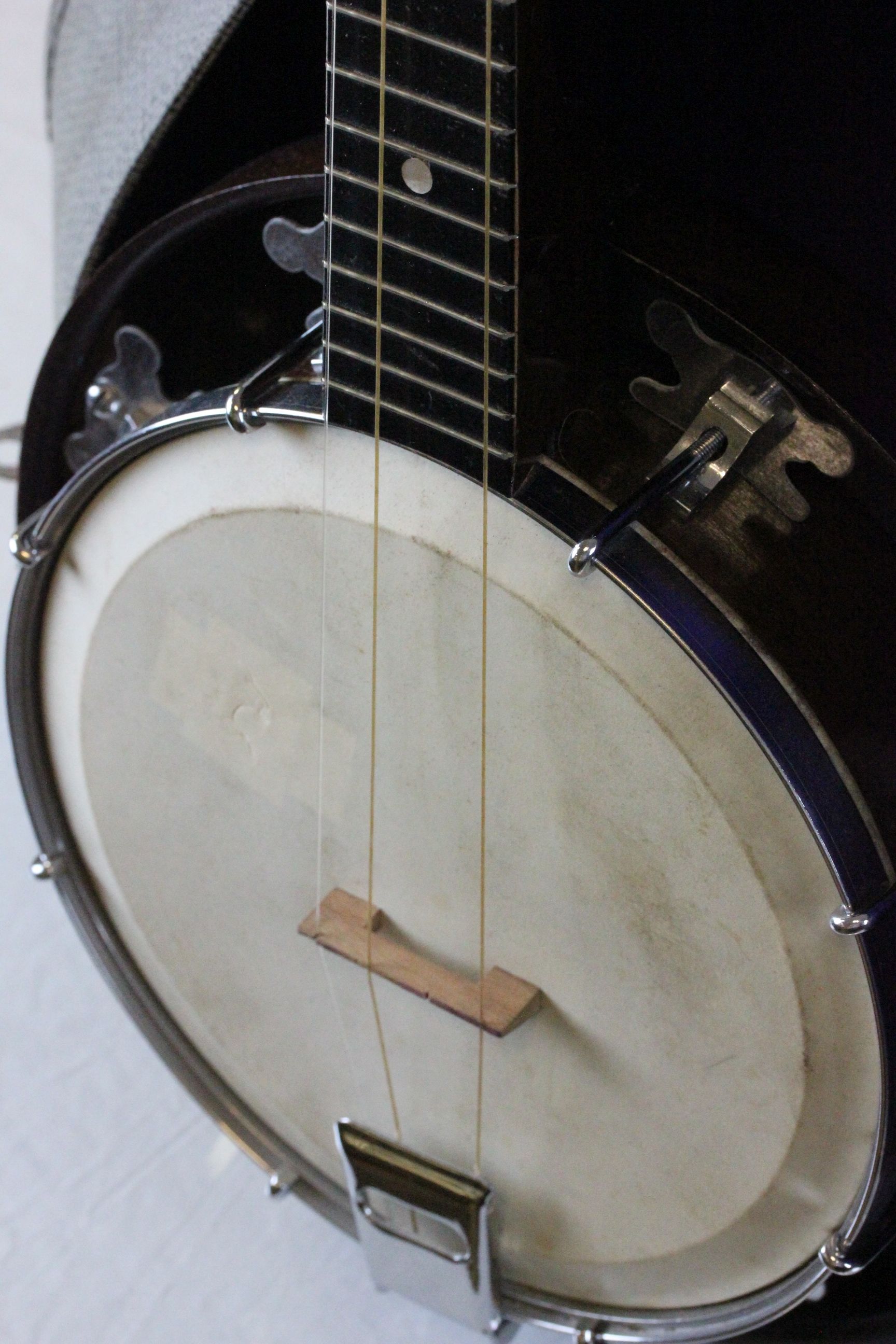 Cased banjo/ banjolina by John Grey & Sons London
