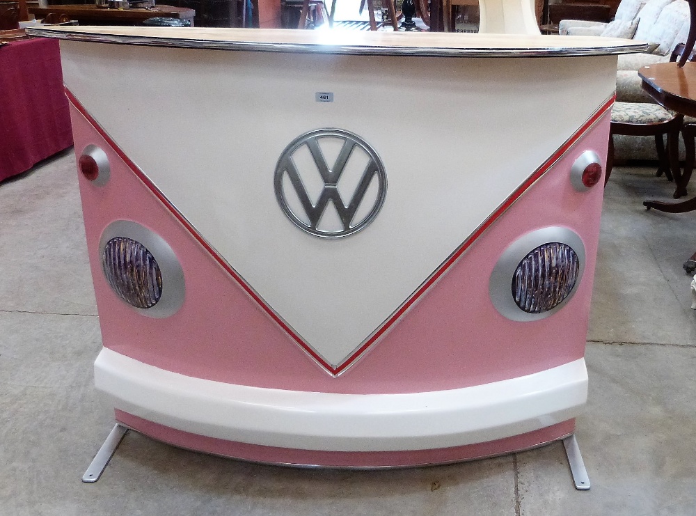 A cocktail bar in the form of a VW Campervan front with shelf to the ...