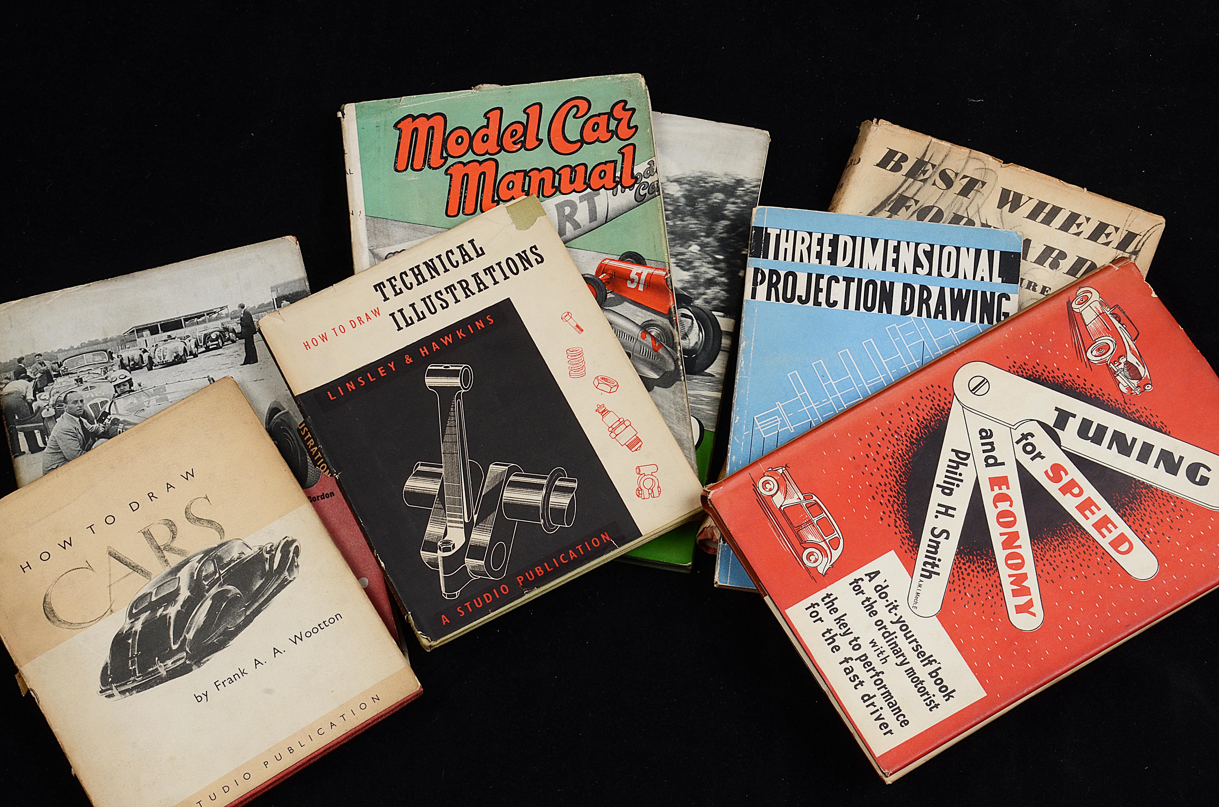 Motor Racing, vintage motor racing books including"V.16 The story of ...