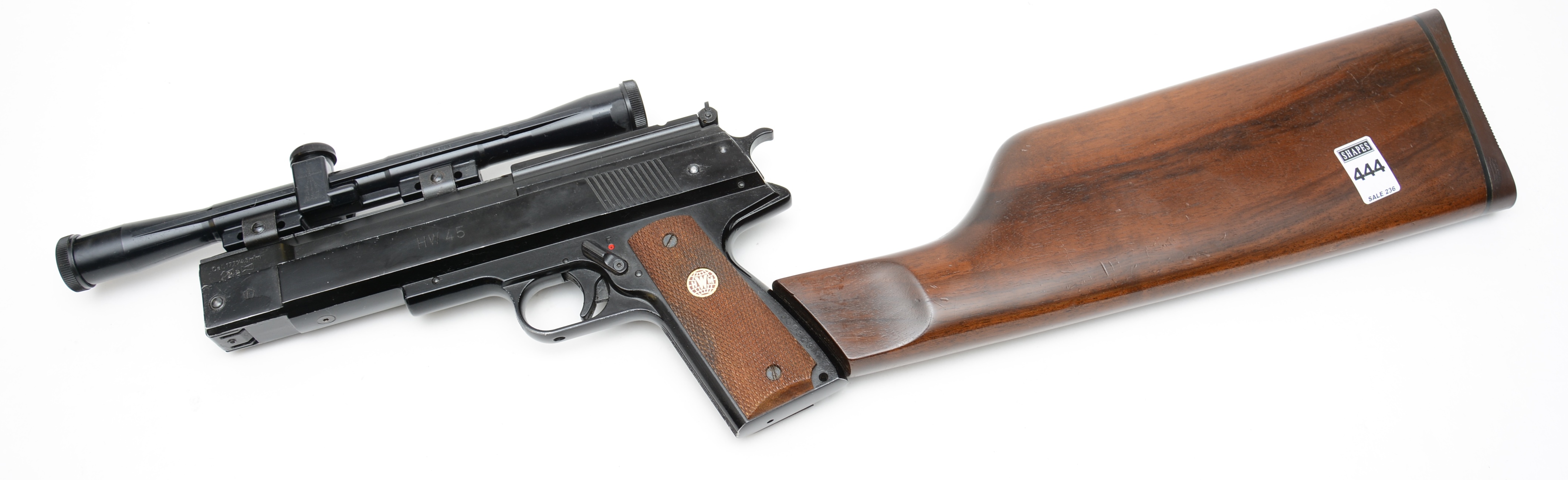 A German Weihrauch HW45 air pistol, with BSA telescopic sight, fitted ...
