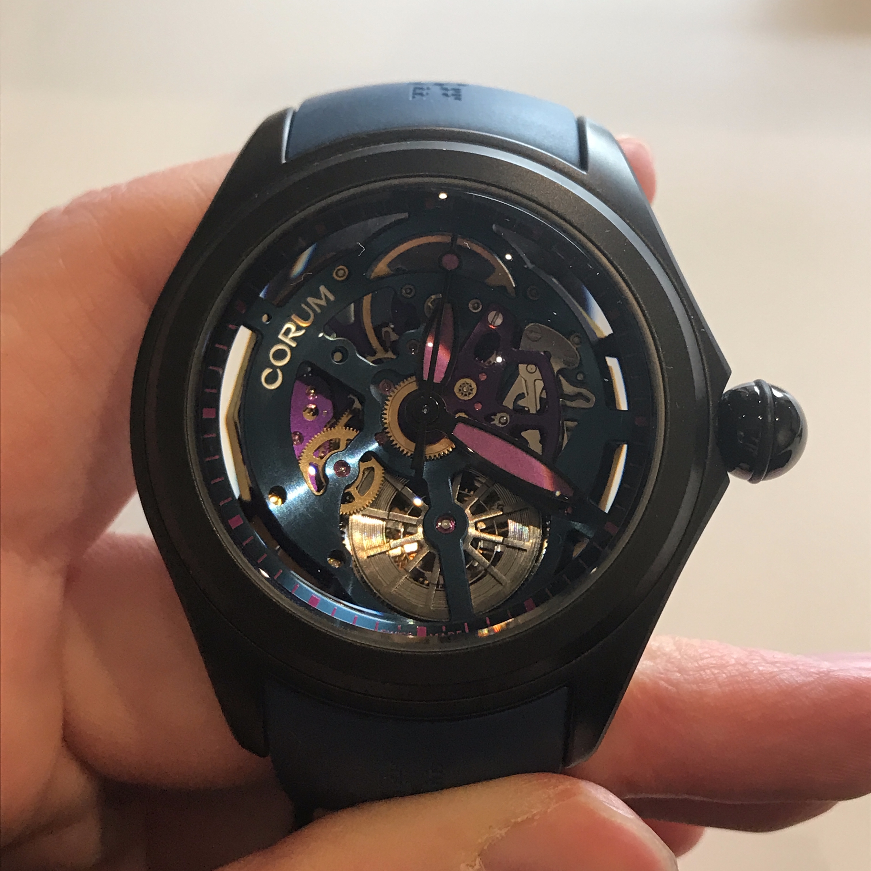 CORUM - CORUM Bubble watch 45mm. Automatic movement. Blue rubber strap ...