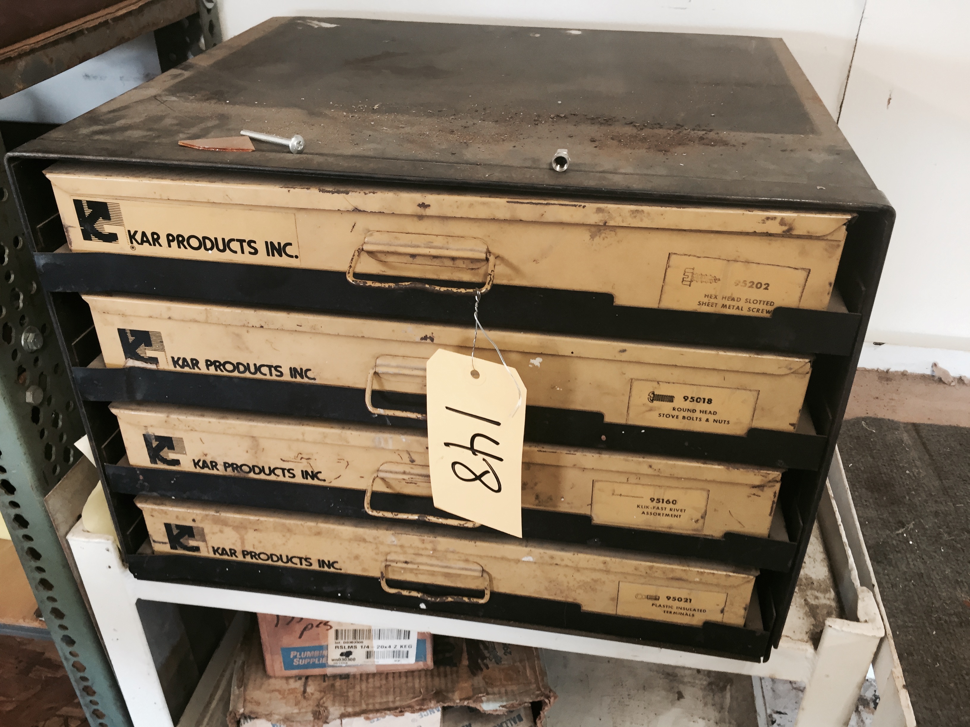 Kar Products Inc. assorted fasteners and 4-drawer cabinet, also ...