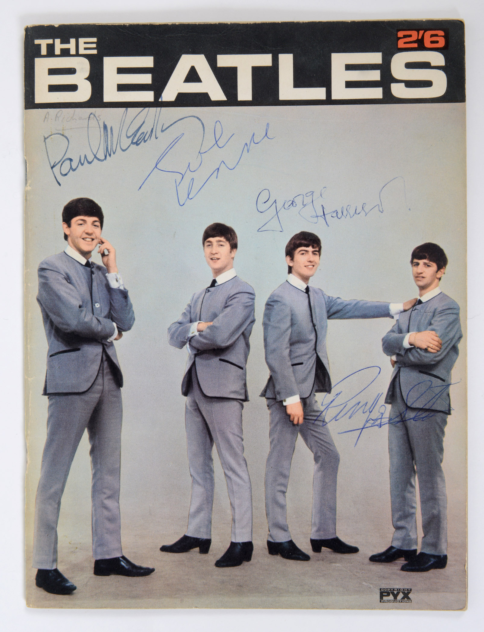 BEATLES AUTOGRAPHS - SIGNED PROGRAMME a set of four signatures in ink ...